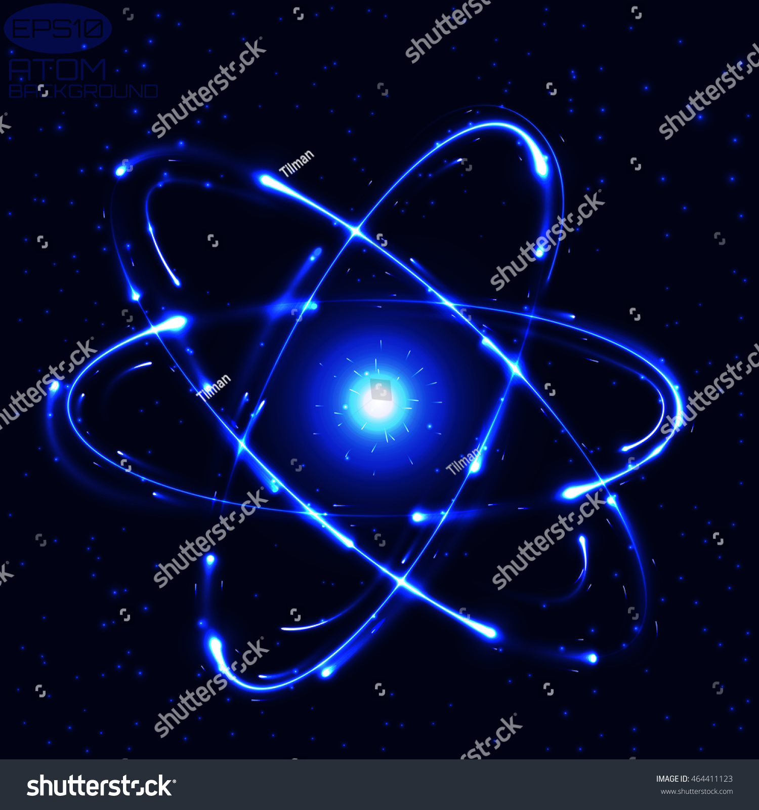 Shining Cosmic Atom Model Vector Illustration Stock Vector (Royalty ...