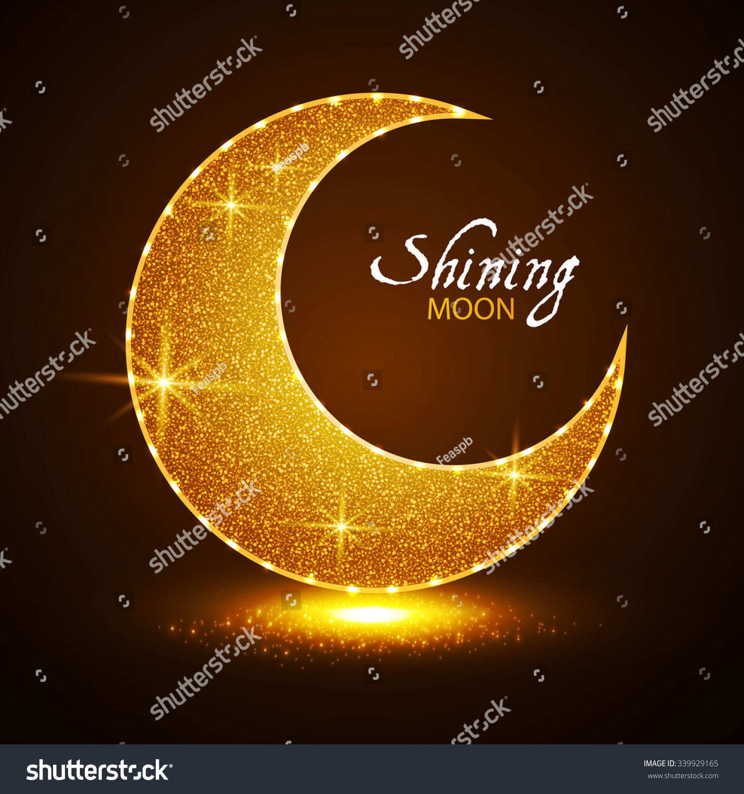 Shining Moon Elegant Night Design Vector Stock Vector 339929165 ...