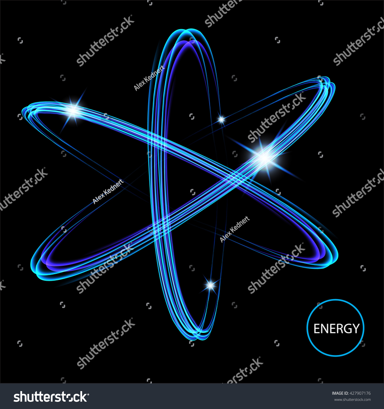 Vektor Stok Shining Neon Lights Atom Model Crossed (Tanpa Royalti ...