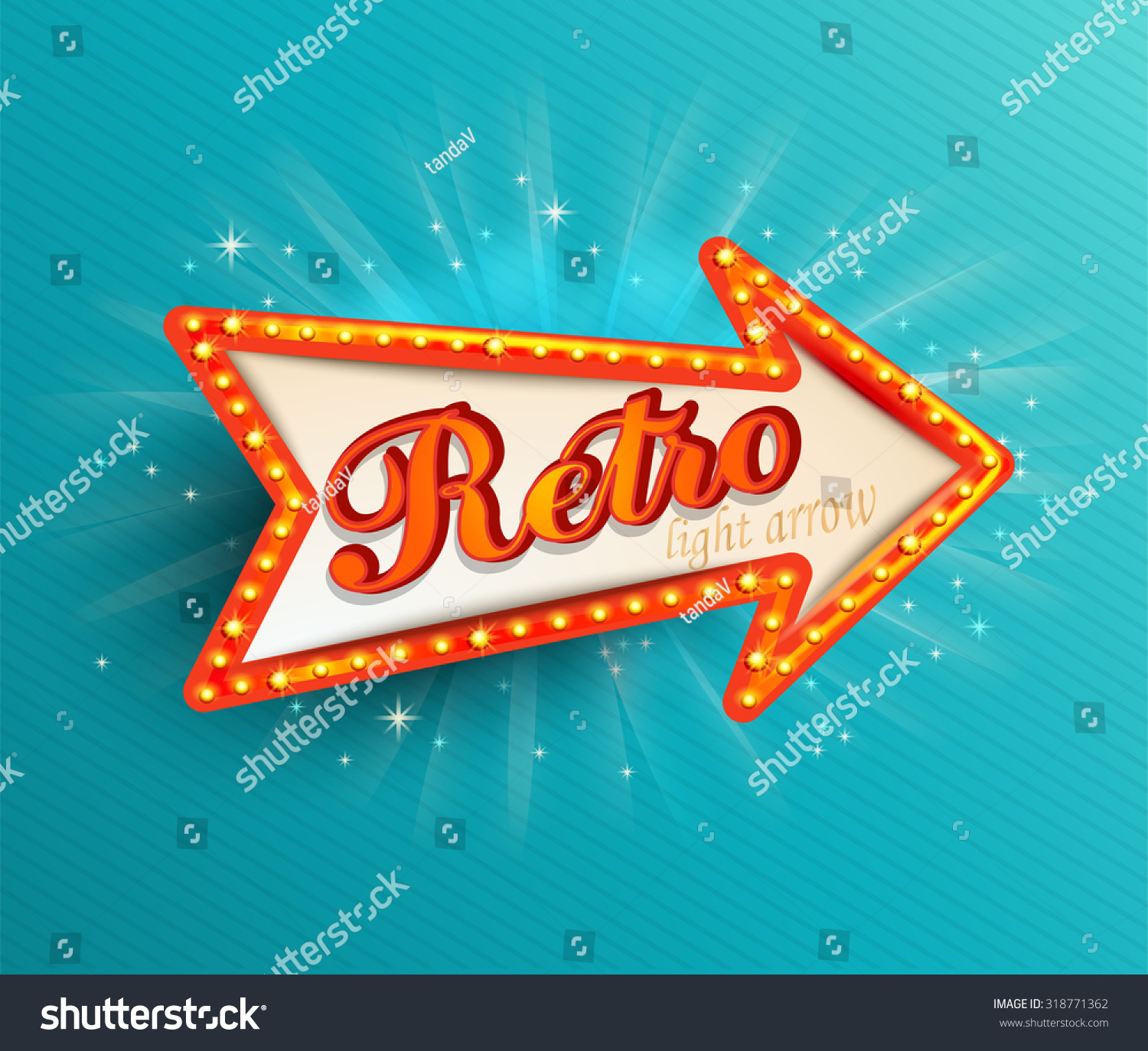 Shining Retro Light Arrow Vector Illustration: เวกเตอร์สต็อก (ปลอดค่า ...