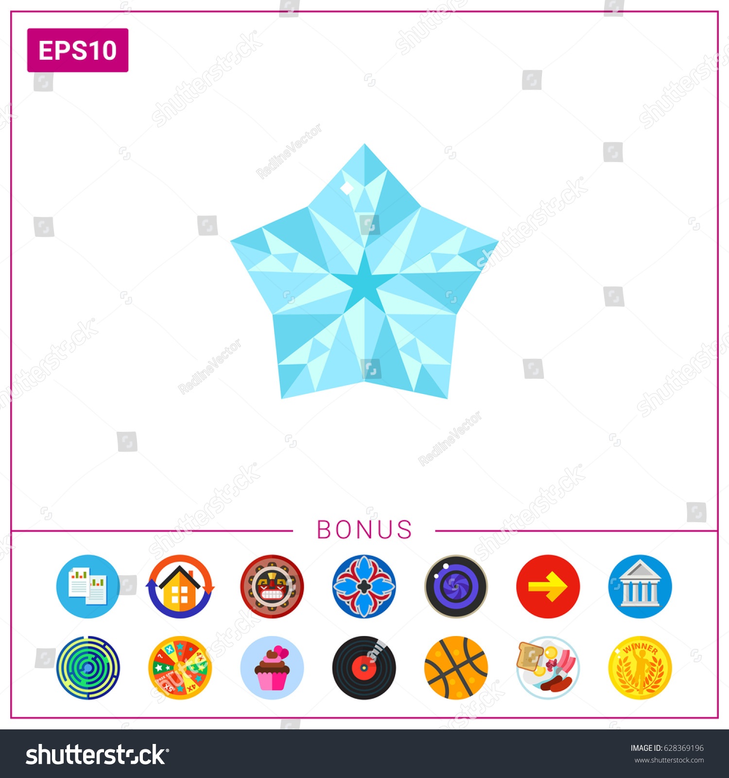 Shiny Diamond Star Vector Icon Stock Vector (Royalty Free) 628369196 ...