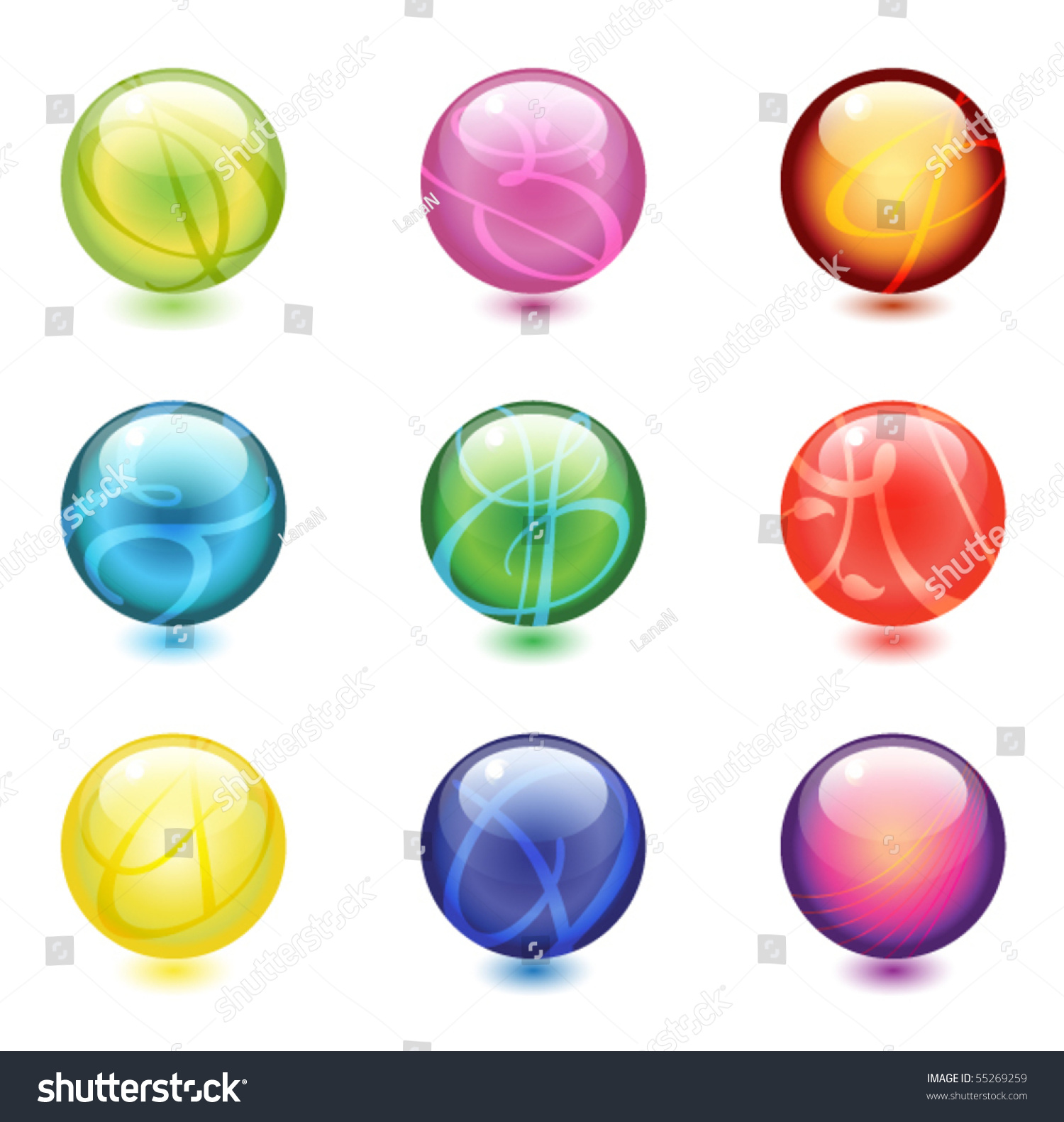 Shiny Glass Marbles Stock Vector (Royalty Free) 55269259 | Shutterstock
