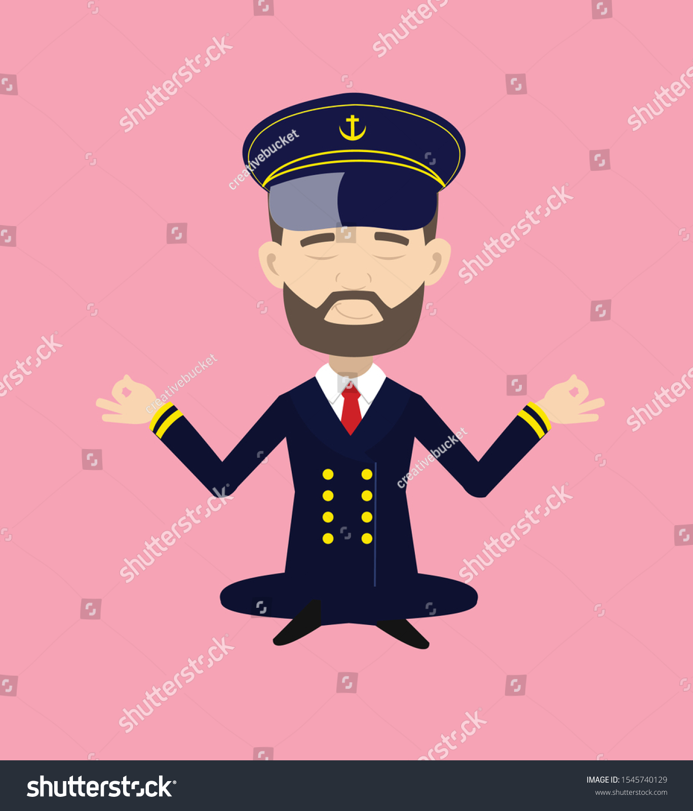 Ship Captain Pilot Doing Meditation Stock Vector (Royalty Free ...