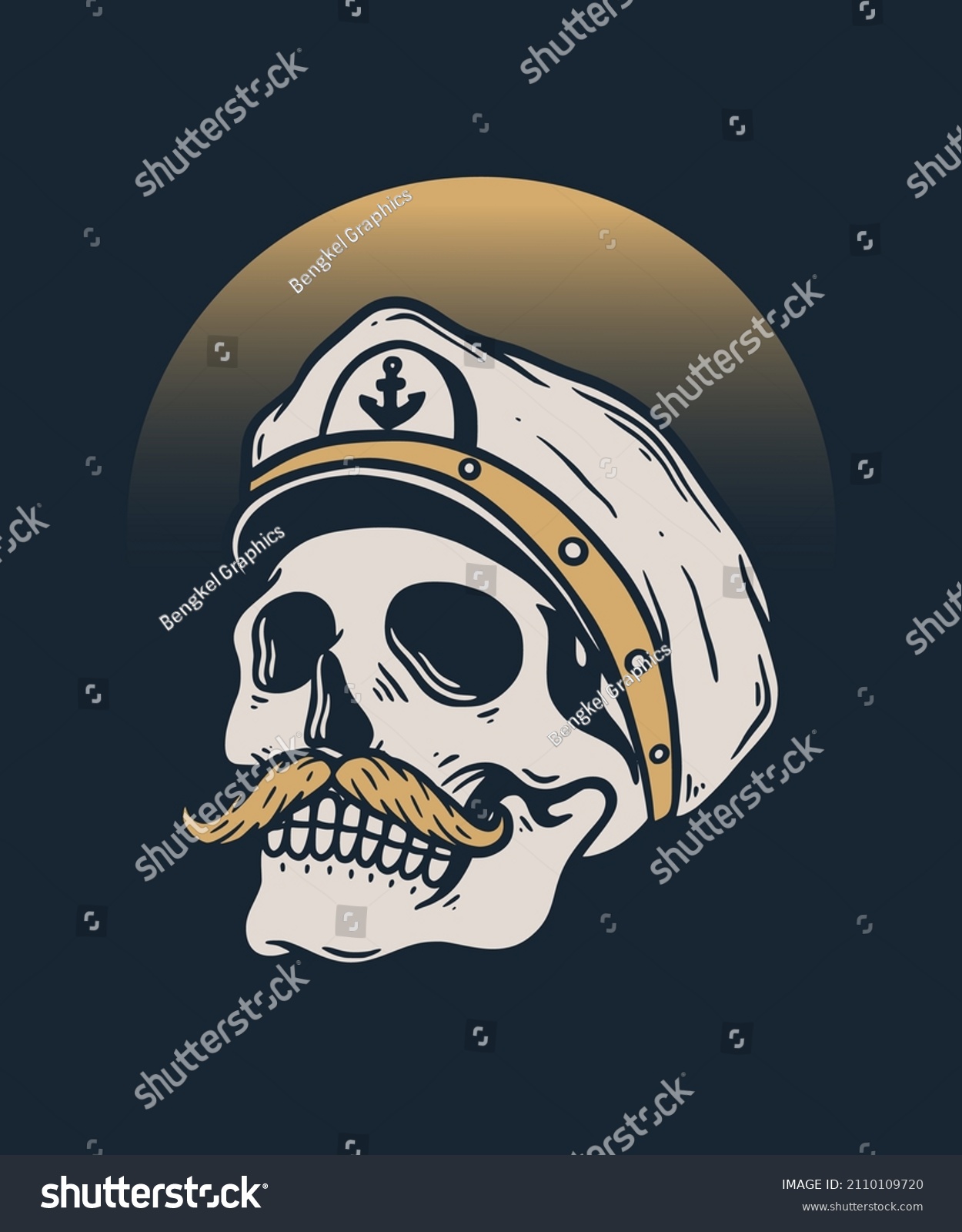 Ship Captain Skull Vector Illustration Stock Vector (Royalty Free ...