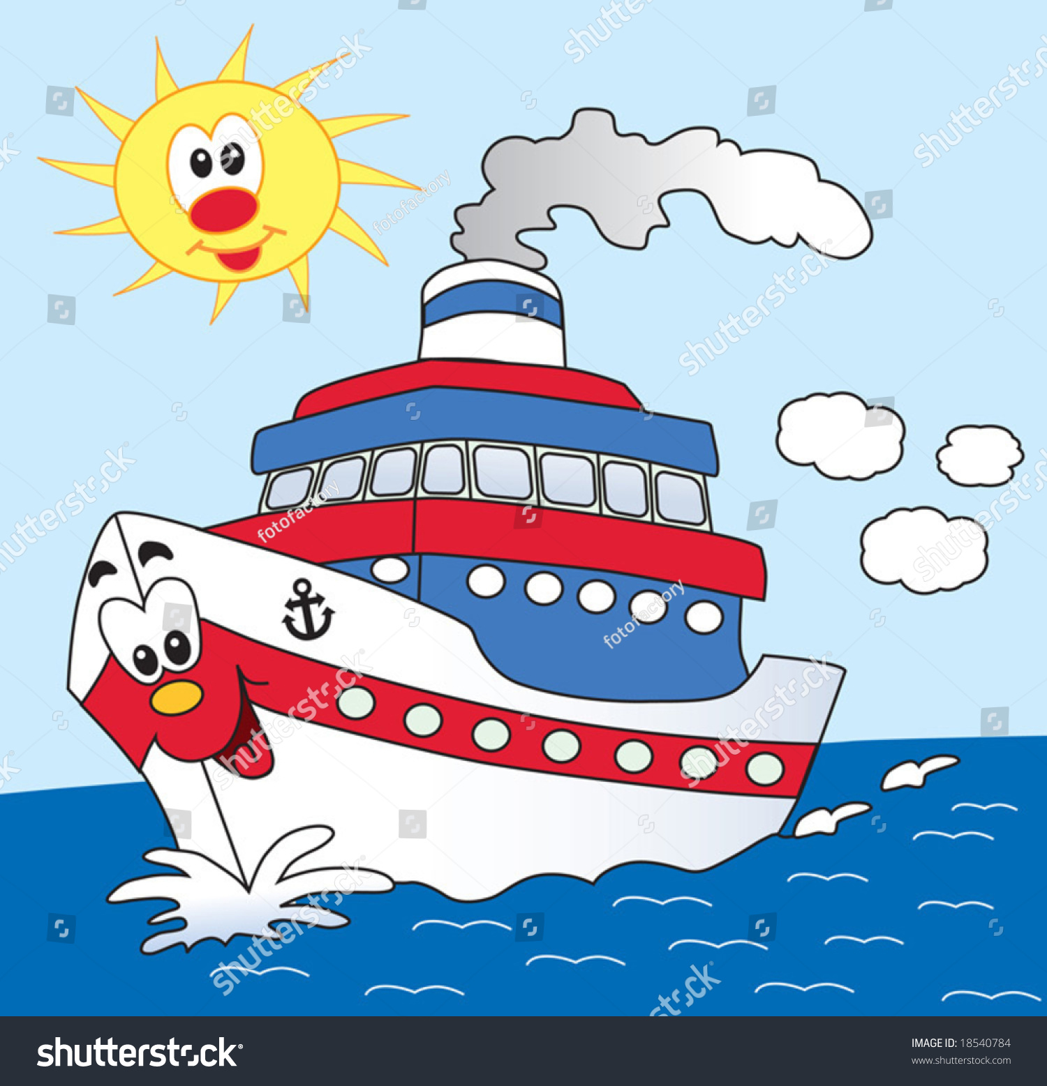 Ship Cartoon Illustration Stock Vector 18540784 - Shutterstock