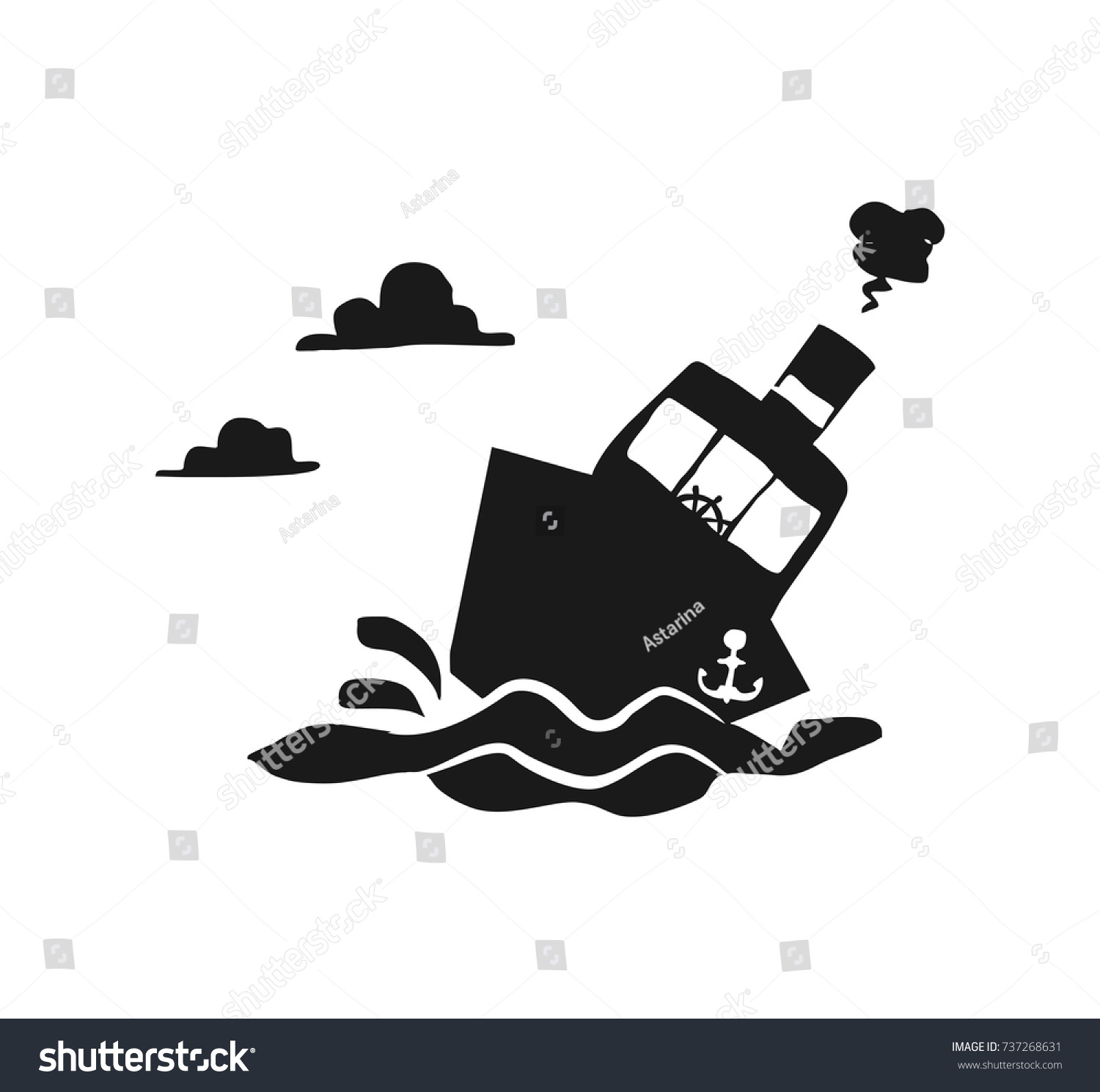 Ship Crash Vector Illustration Stock Vector (Royalty Free) 737268631 ...