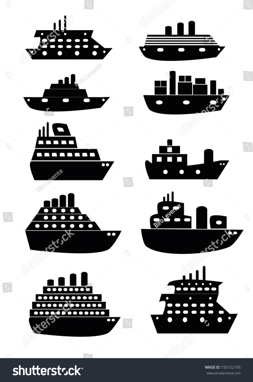 Ship Icon Set Stock Vector (Royalty Free) 150152195 | Shutterstock