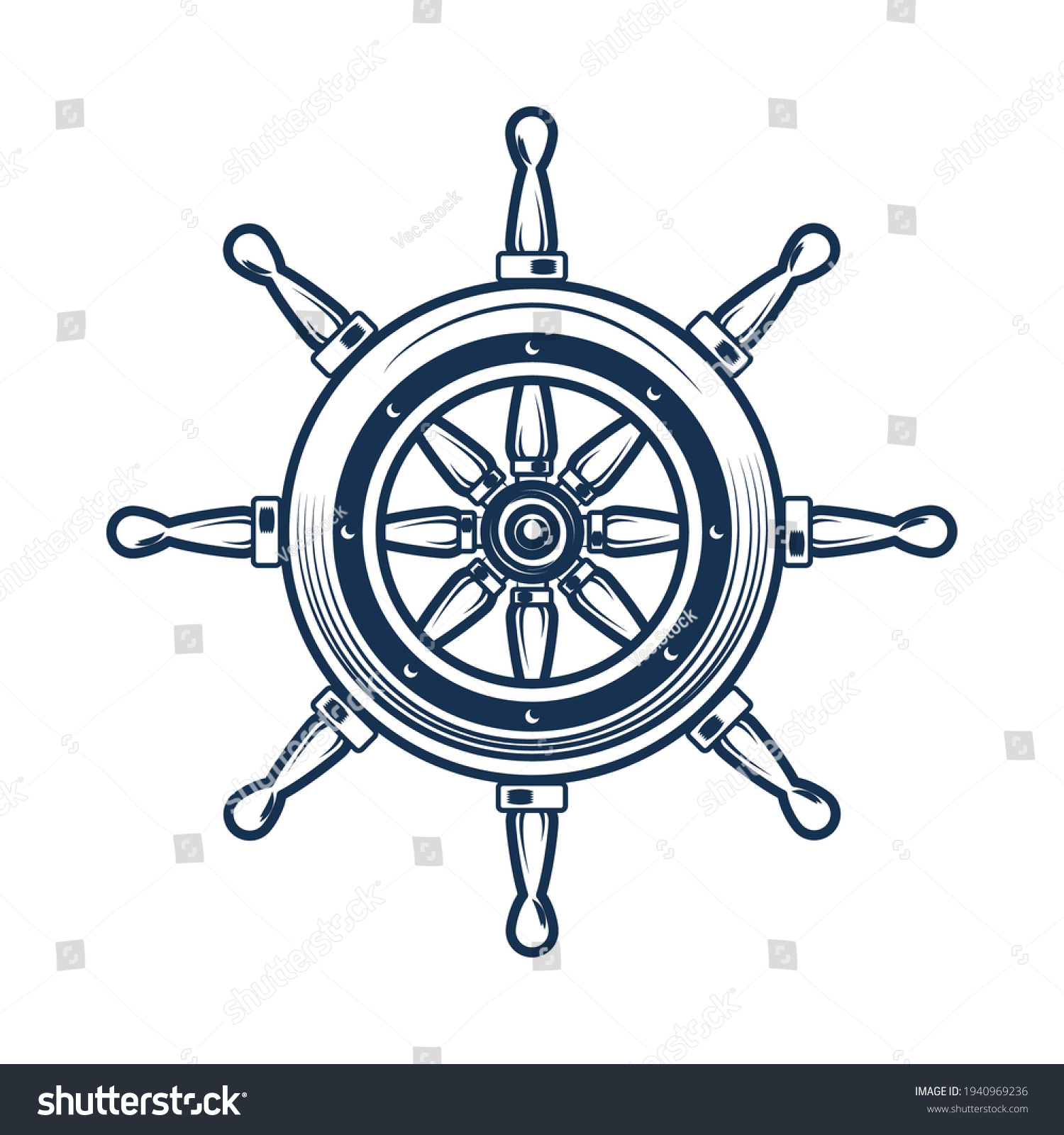 Ship Rudder On White Background Stock Vector (Royalty Free) 1940969236 ...