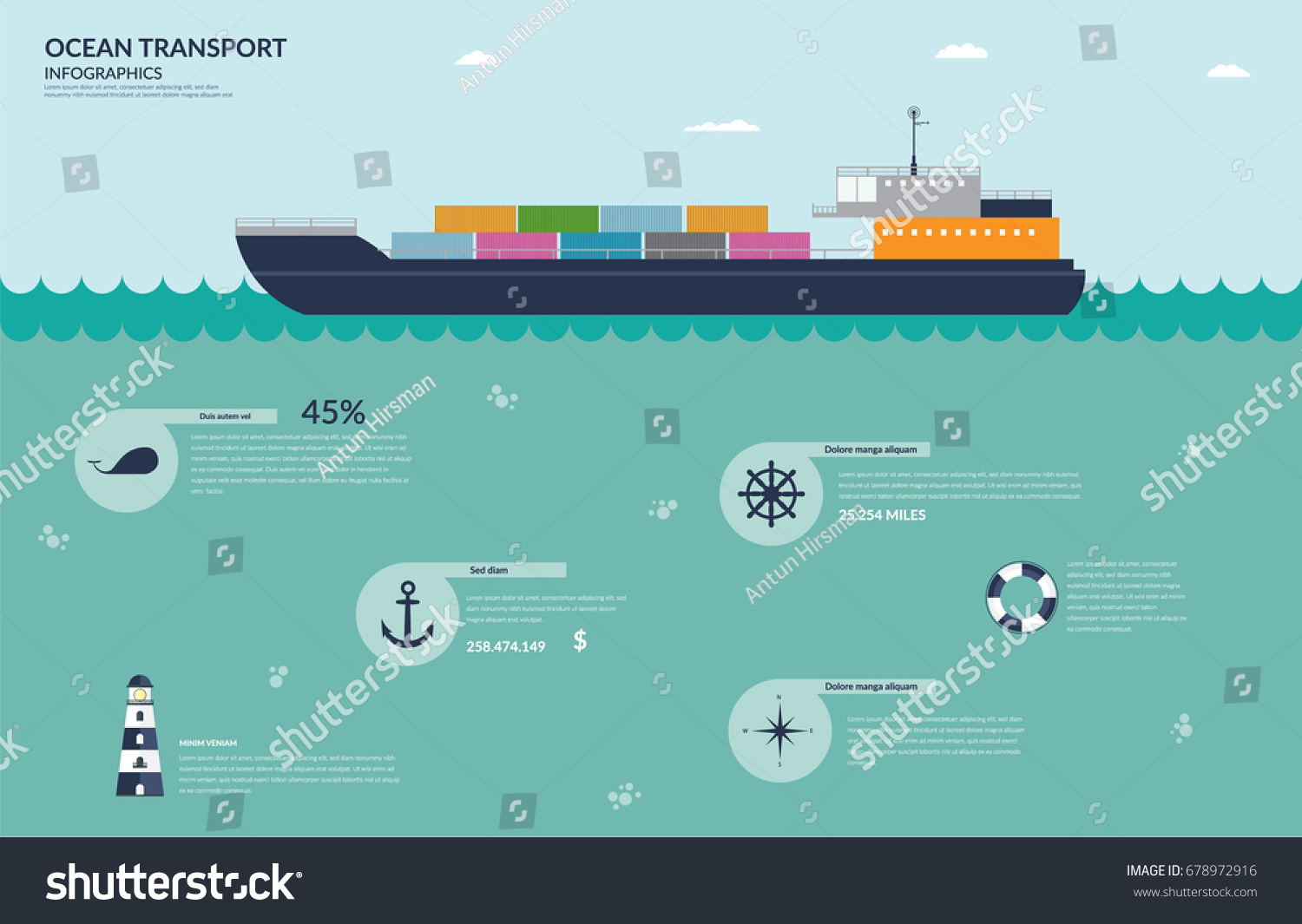 Ship Transport Infographic Elements Vector Illustration Stock Vector ...