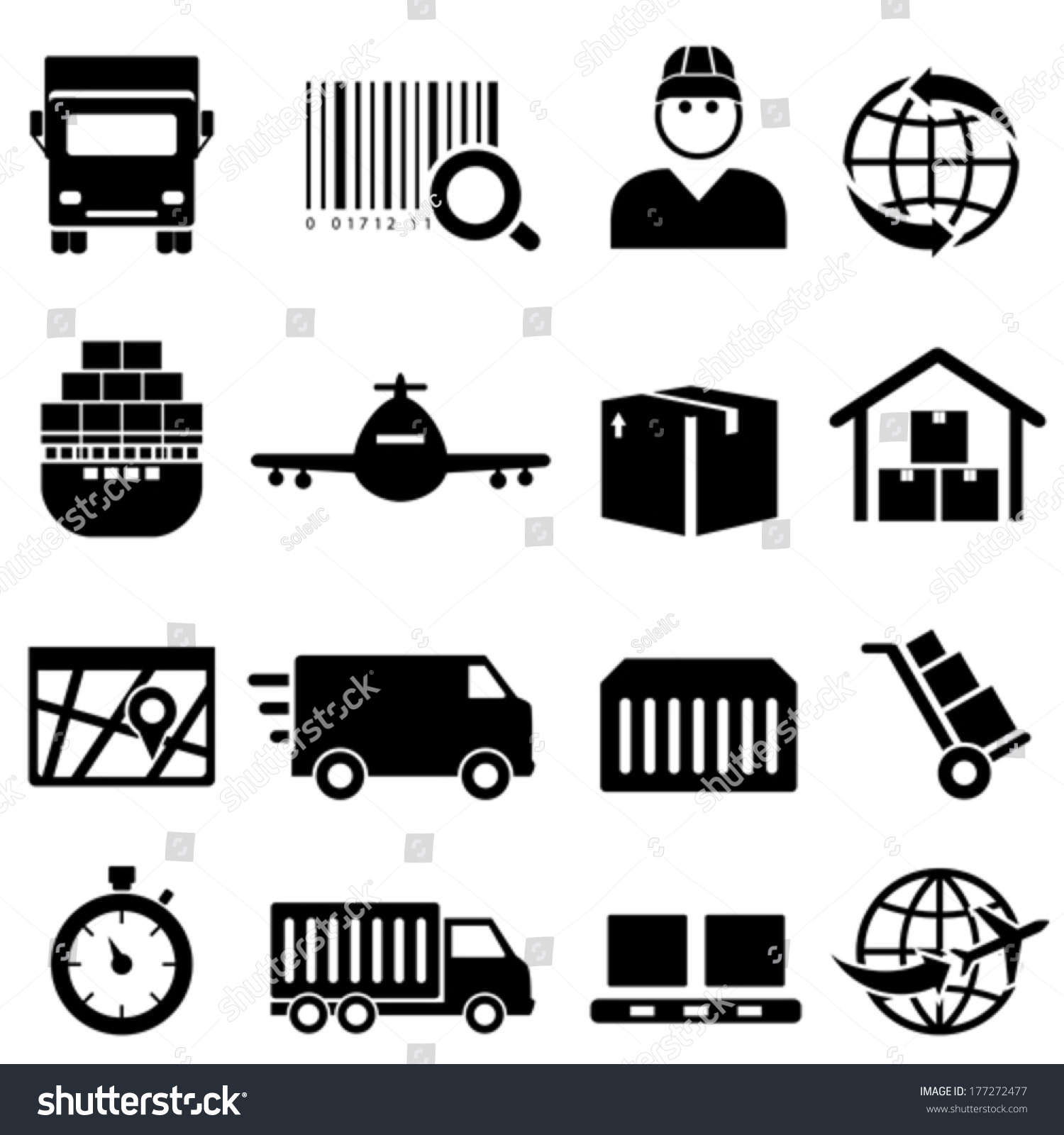 Shipping Cargo Icon Set Stock Vector (Royalty Free) 177272477 ...