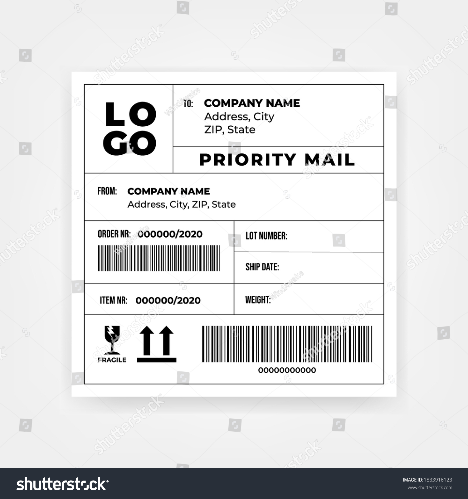 Shipping Barcode Sticker Label Template Stock Vector (Royalty Free ...