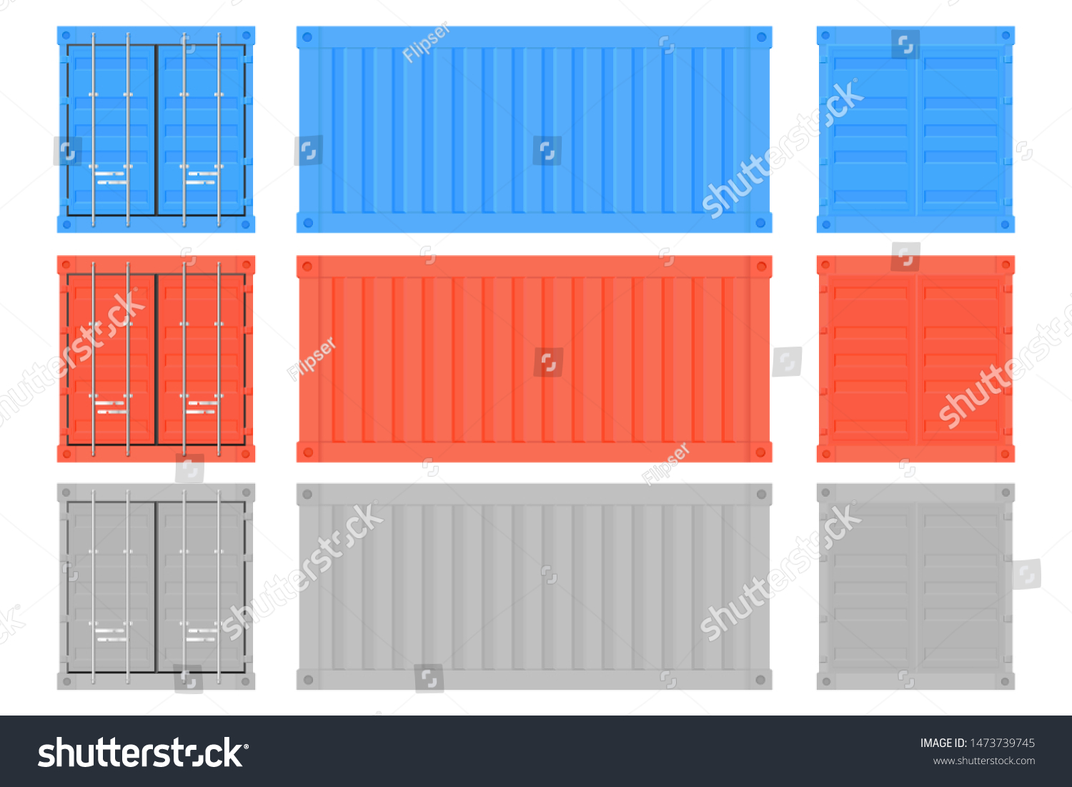 Shipping Freight Container Colored Intermodal Containers Stock Vector ...