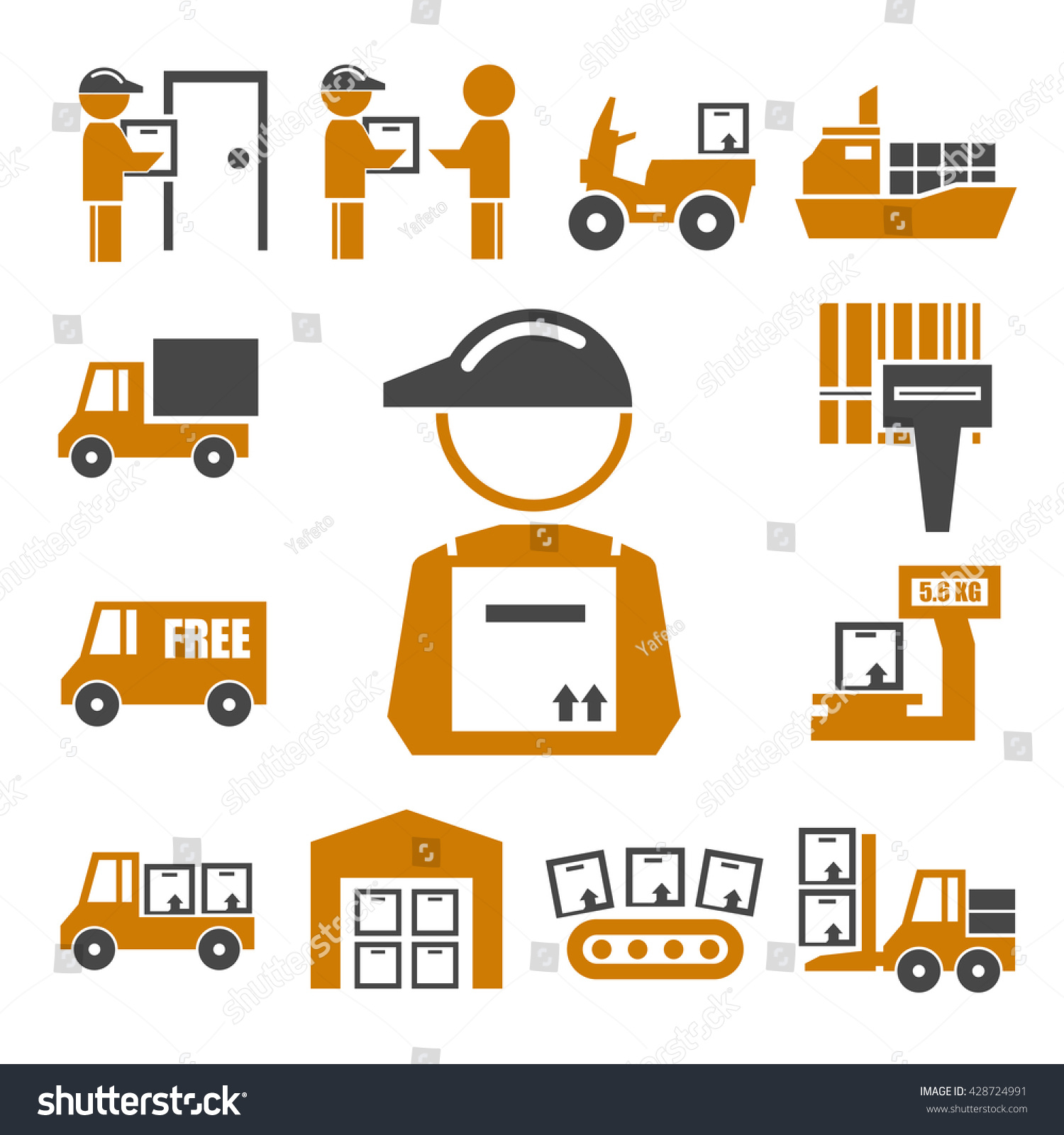 Shipping Logistics Icon Set: vector de stock (libre de regalías ...