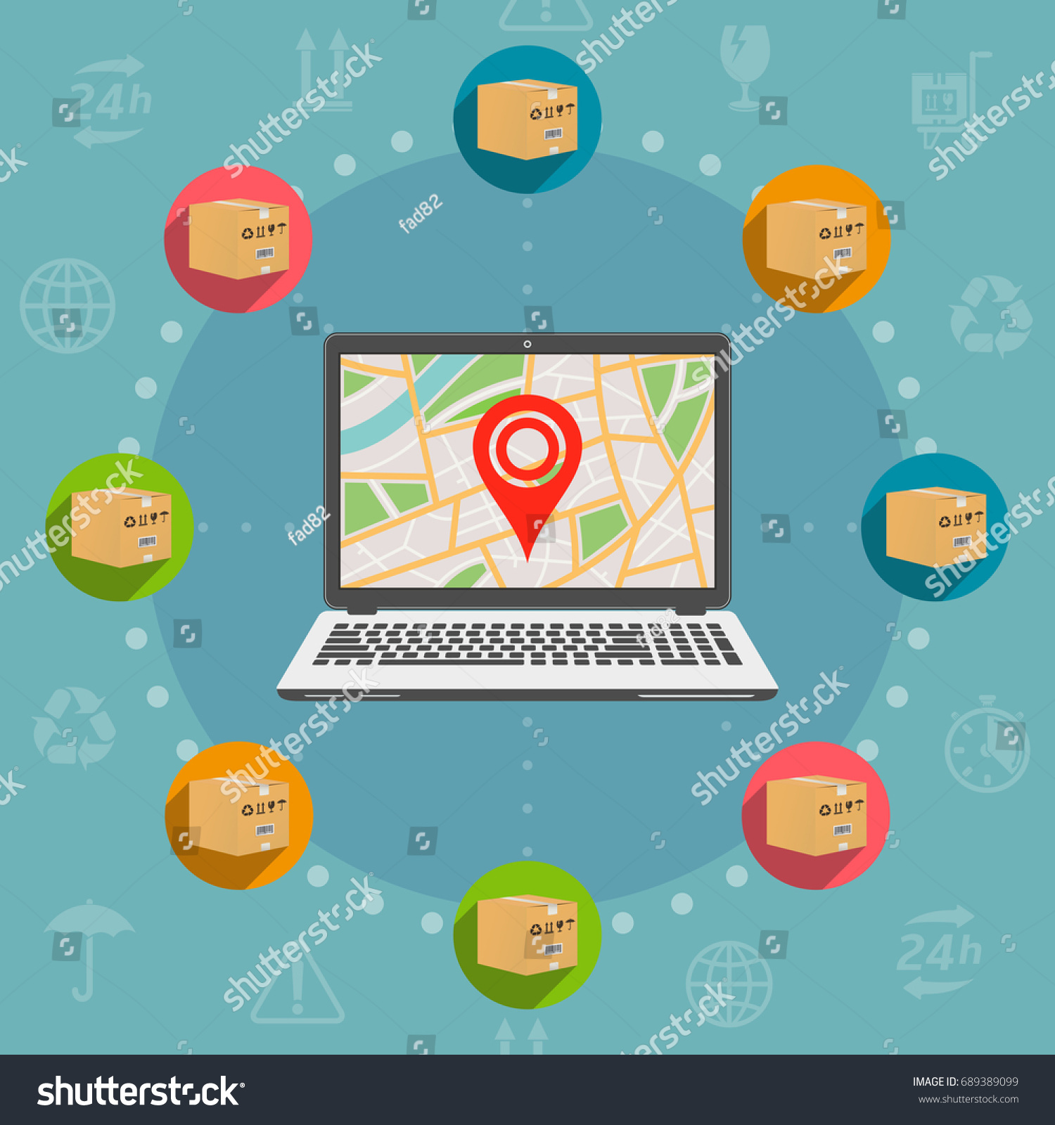 Shipping Parcel Tracking Order Flat Design Stock Vector (Royalty Free ...