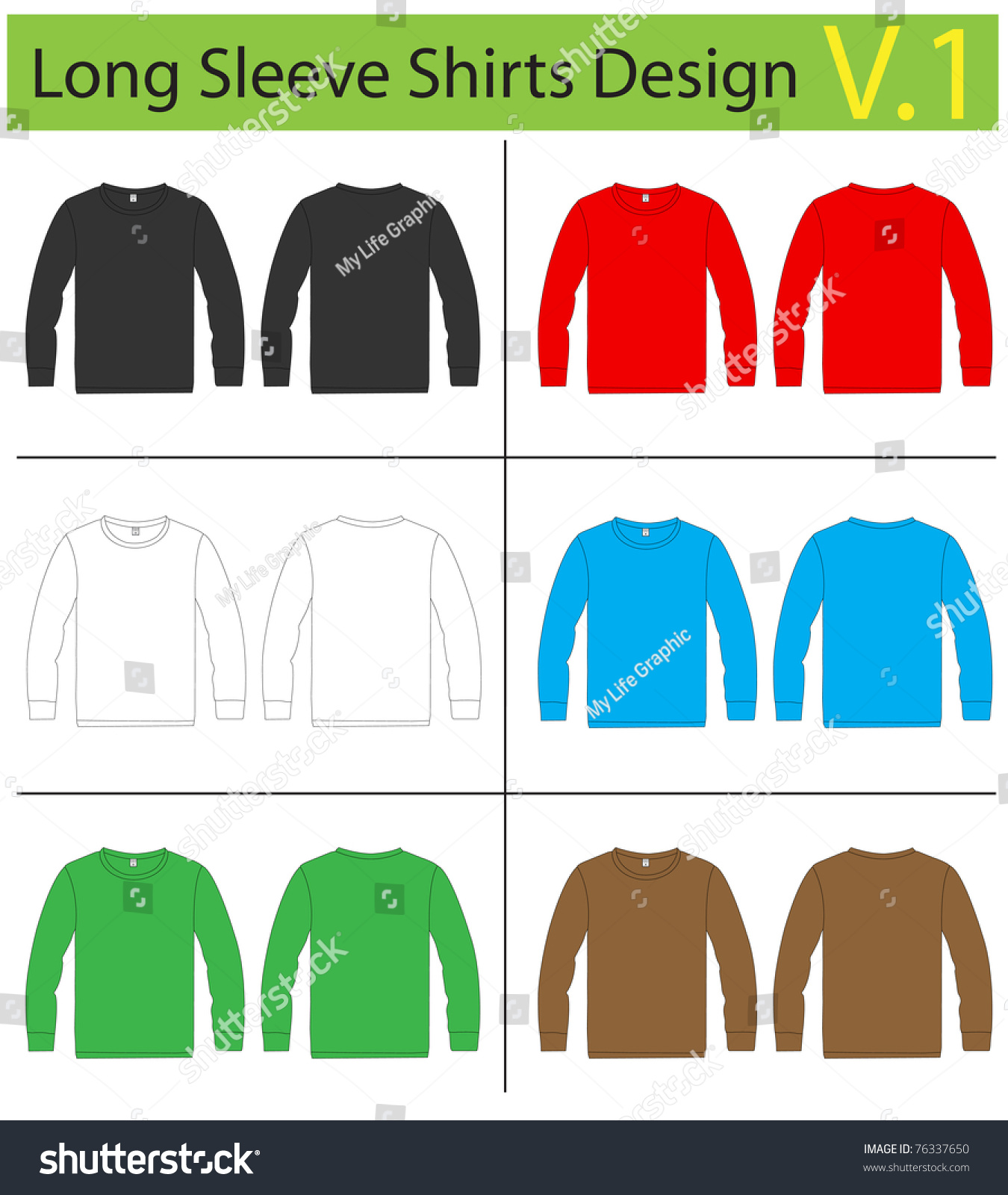 Shirt Long Sleeves Vector Template Design Stock Vector (Royalty Free ...