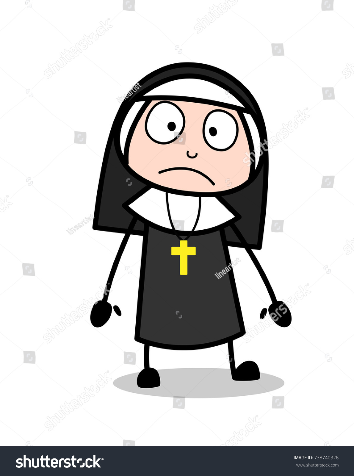 Shocked Cartoon Nun Face Expression Vector: เวกเตอร์สต็อก (ปลอดค่า ...