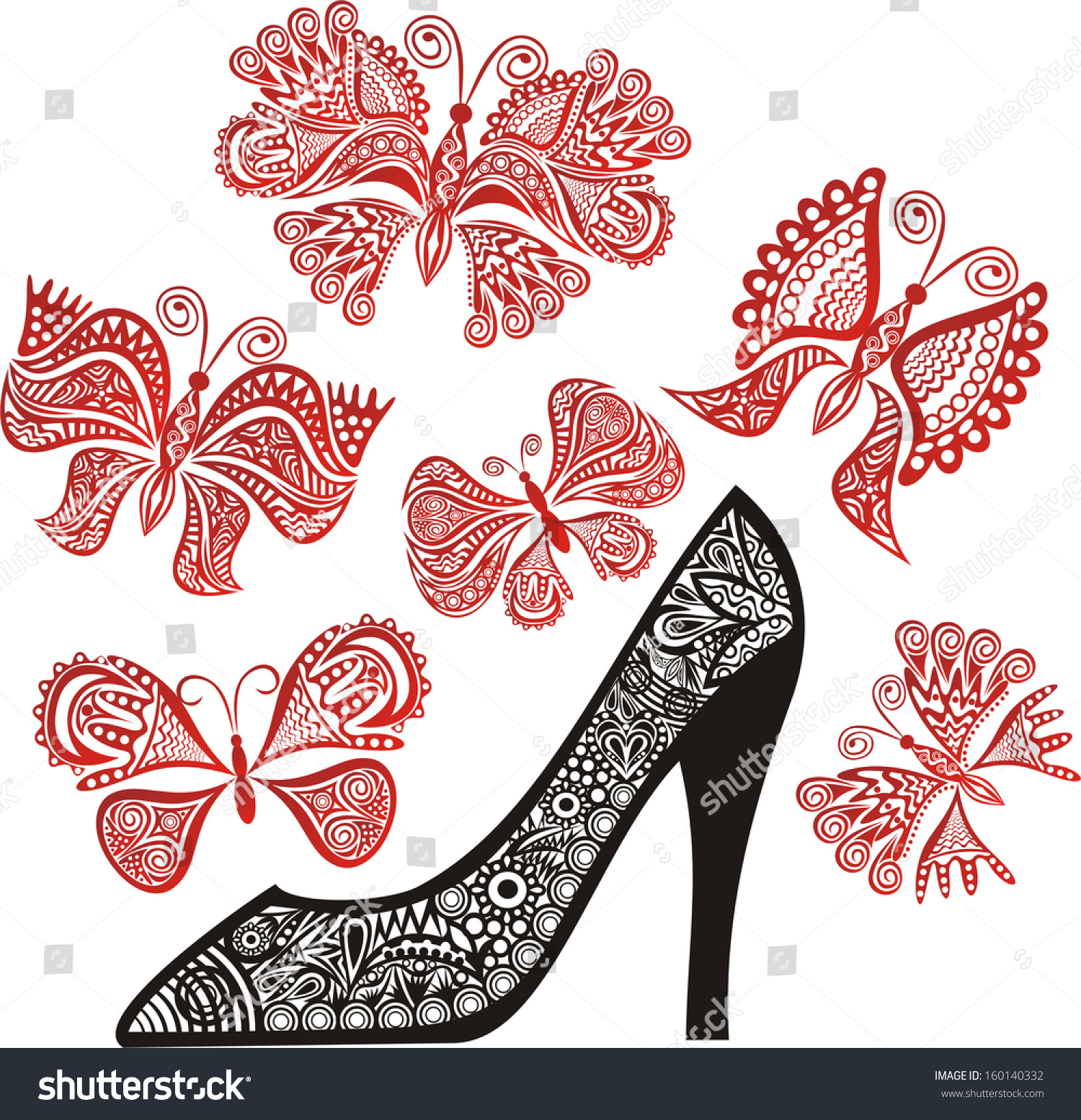 Shoe Butterflies Pattern Vector Illustration Stock Vector (Royalty Free ...