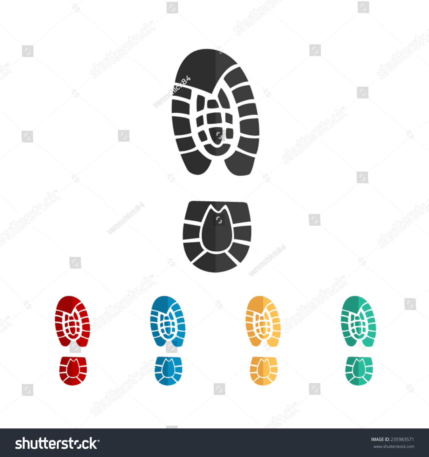 Shoe Print Vector Icon Flat Design Stock Vector (Royalty Free) 235983571