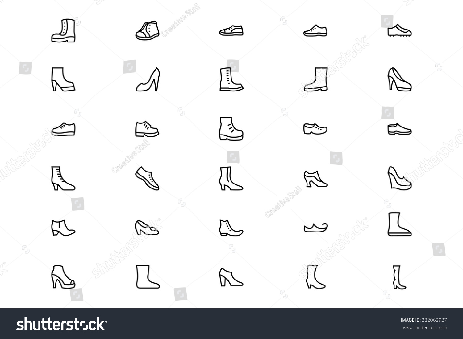 Shoes Line Vector Icons 1 Stock Vector (Royalty Free) 282062927