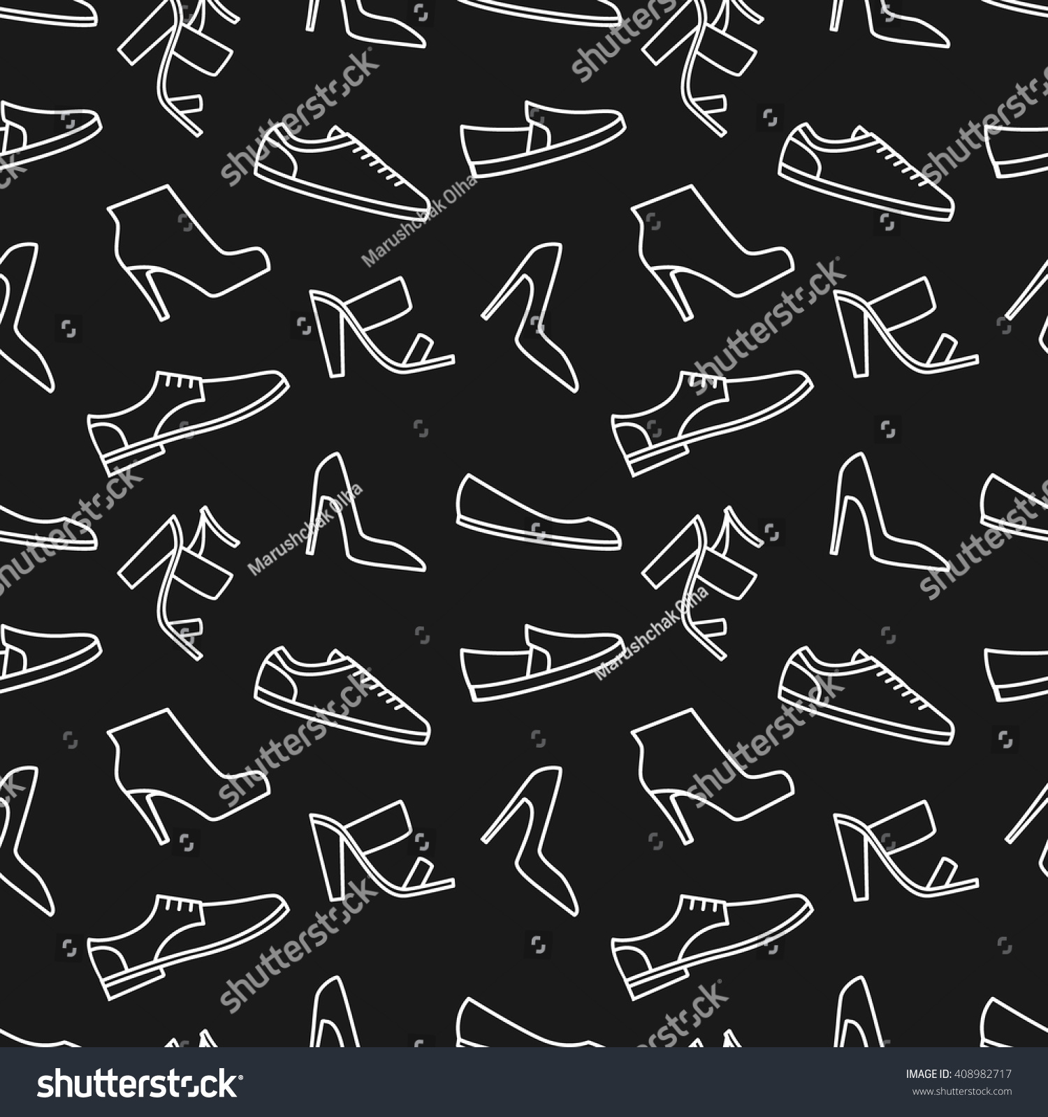 Shoes Seamless Pattern On Black Background: เวกเตอร์สต็อก (ปลอดค่า ...