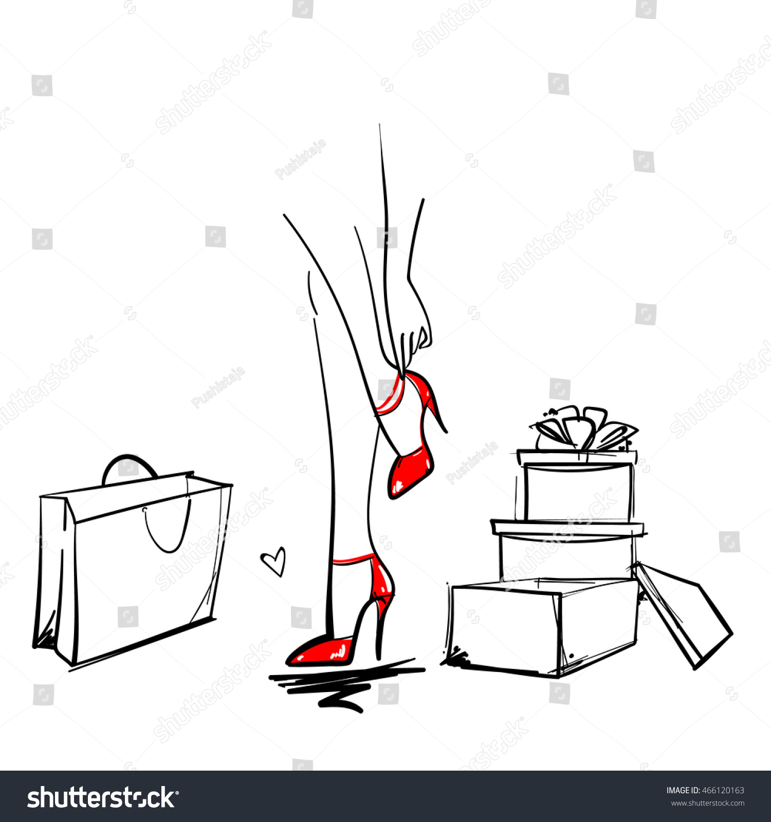 Shoes Shop Vector Sketch: vector de stock (libre de regalías) 466120163