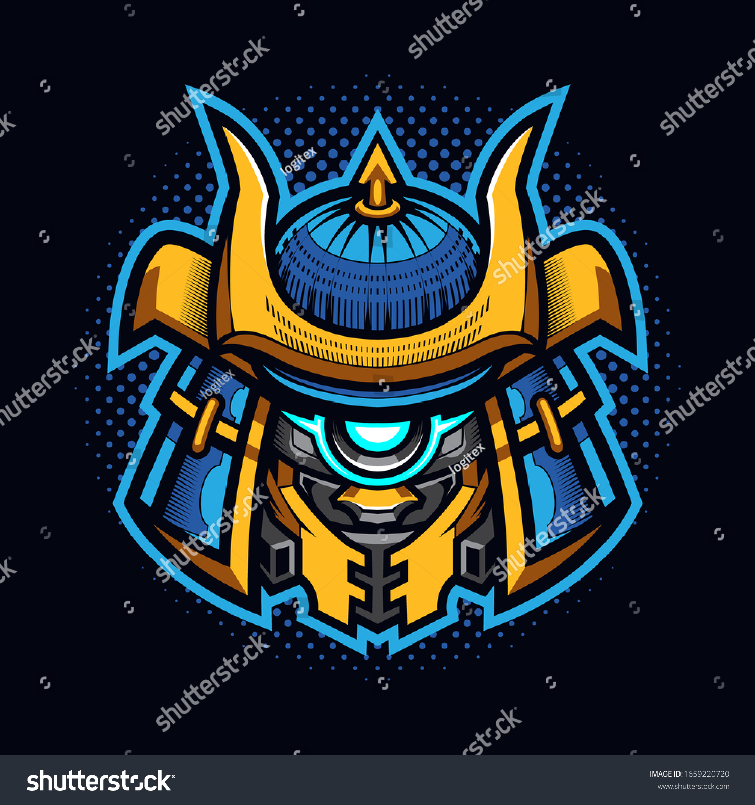 Shogun Robot Head Mascot Logo Stock Vector (Royalty Free) 1659220720