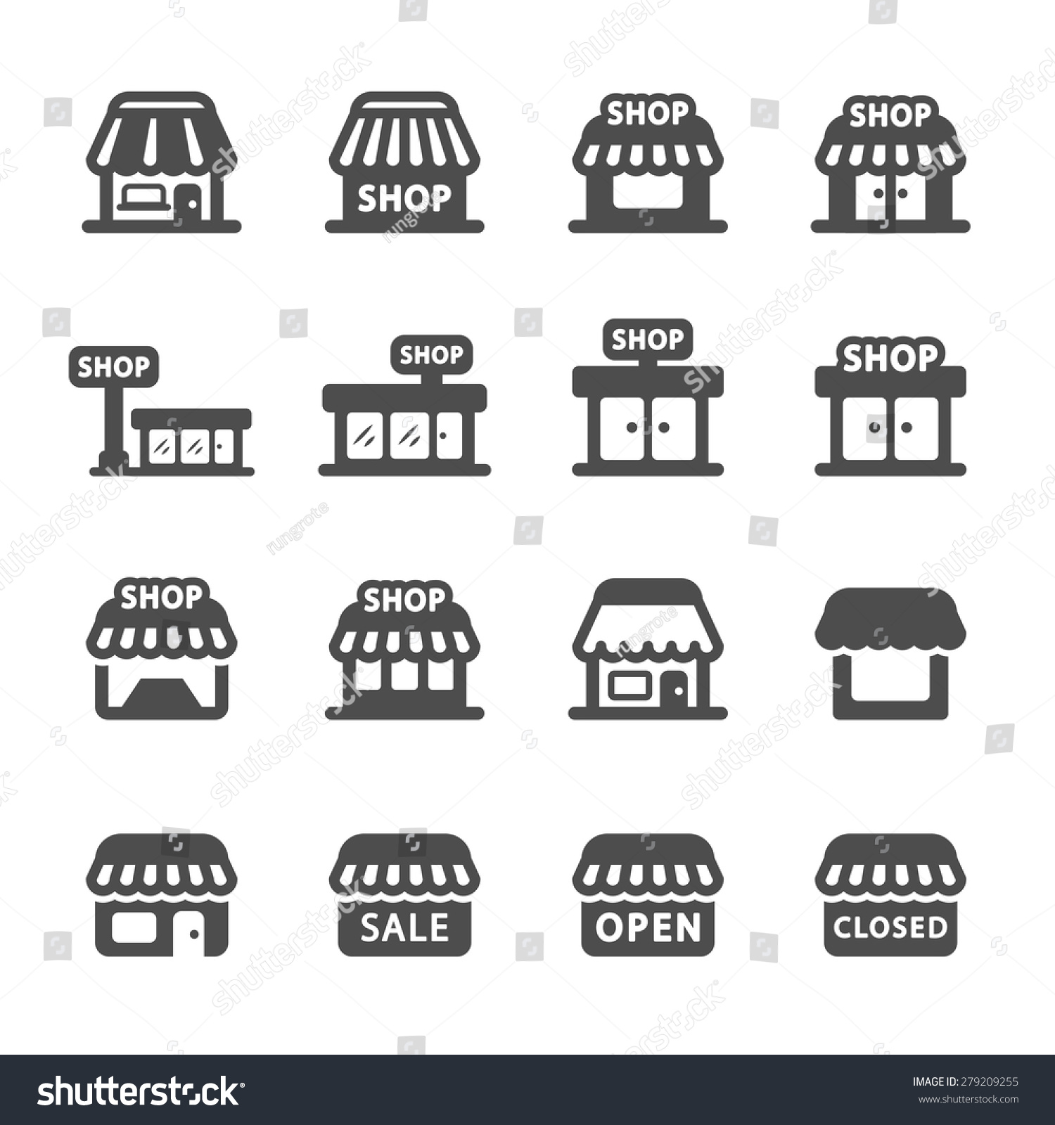 Shop Building Icon Set Vector Eps10 Stock Vector (Royalty Free) 279209255
