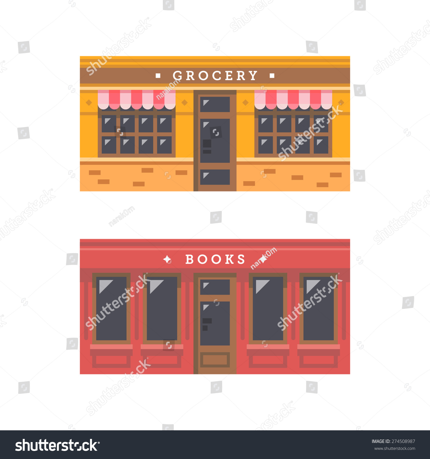 Shop Front Facade Flat Design Illustration Stock Vector (Royalty Free ...