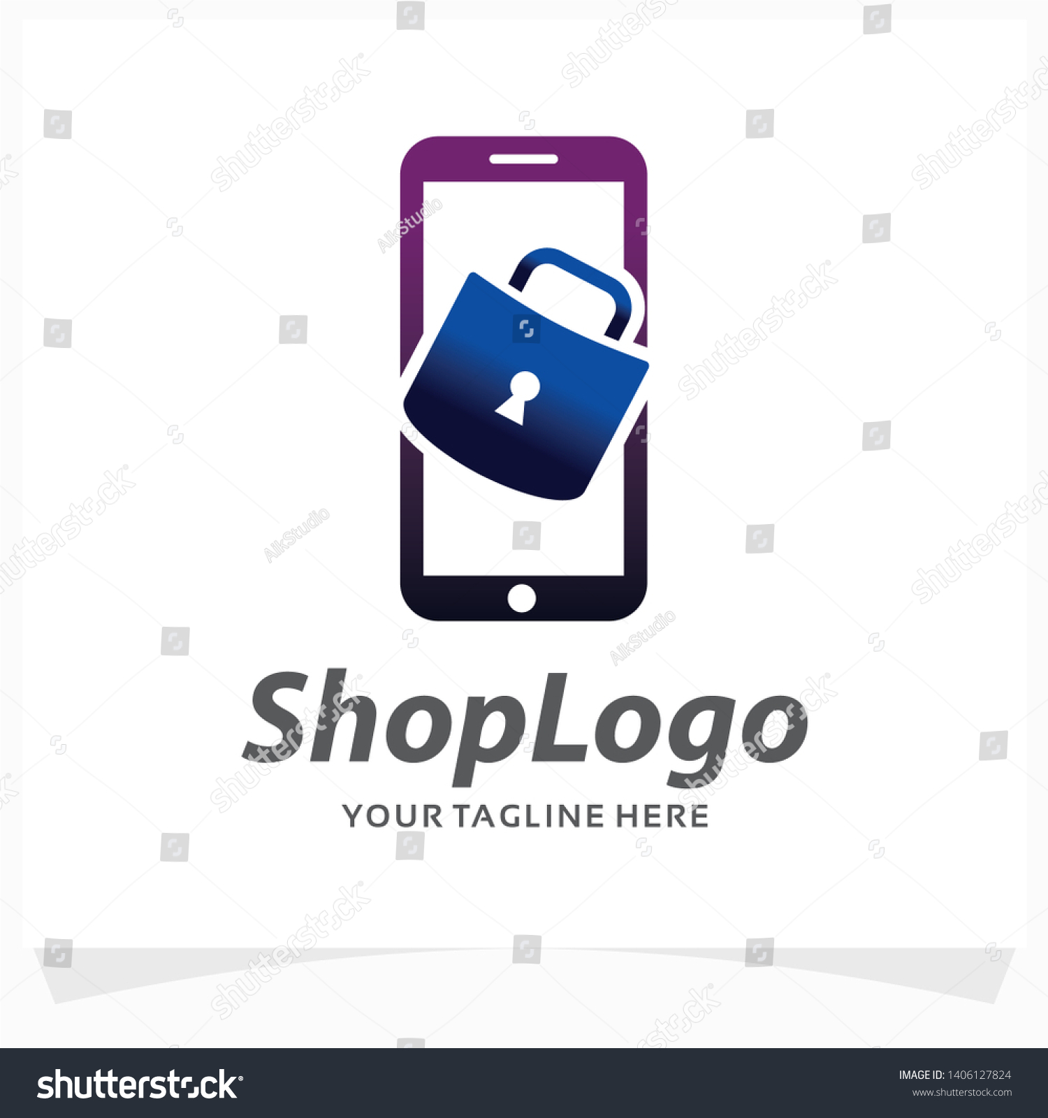 Shop Lock Logo Design Template Stock Vector (Royalty Free) 1406127824