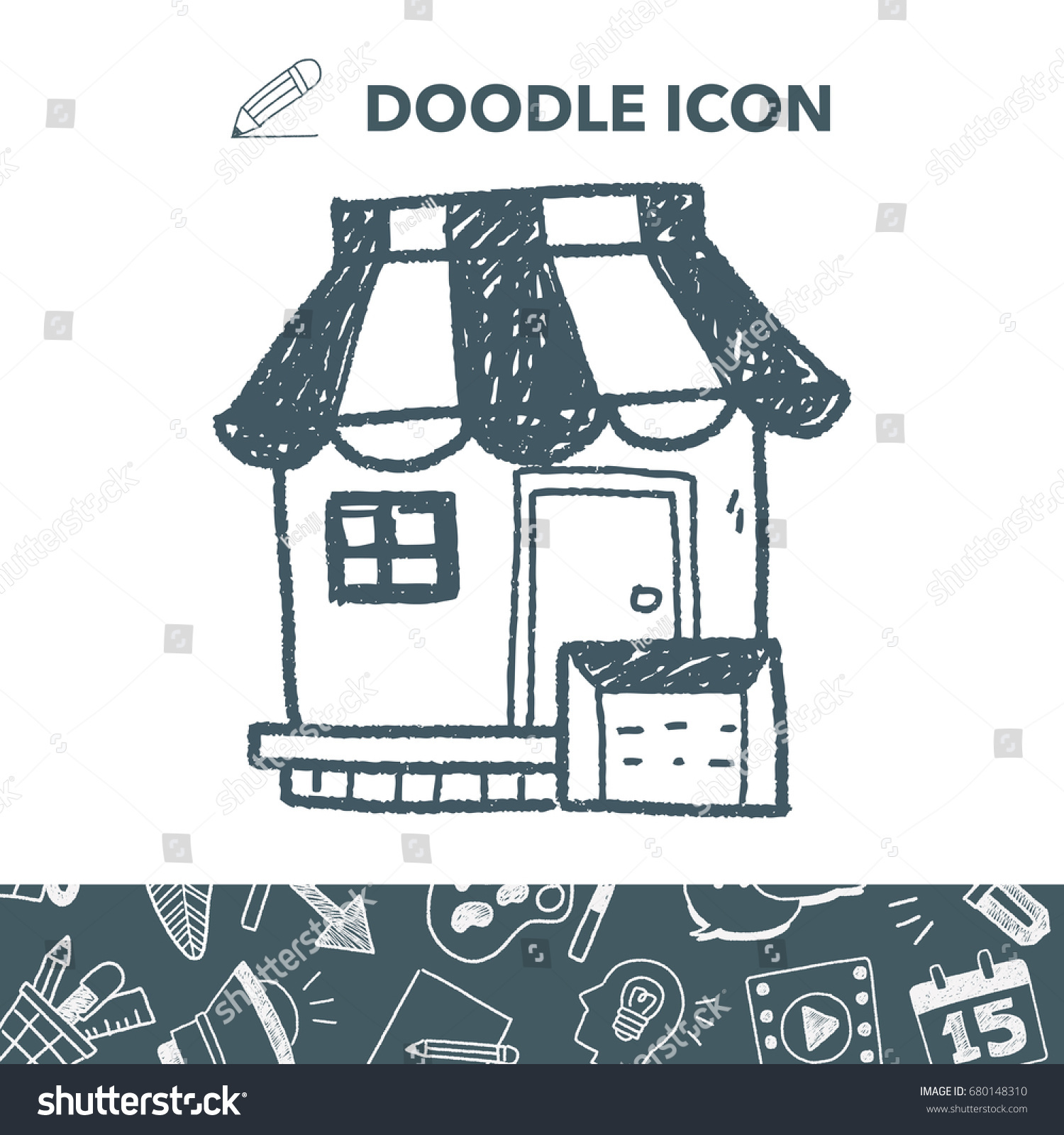 Shop Store Doodle Drawing Stock Vector (Royalty Free) 680148310 ...