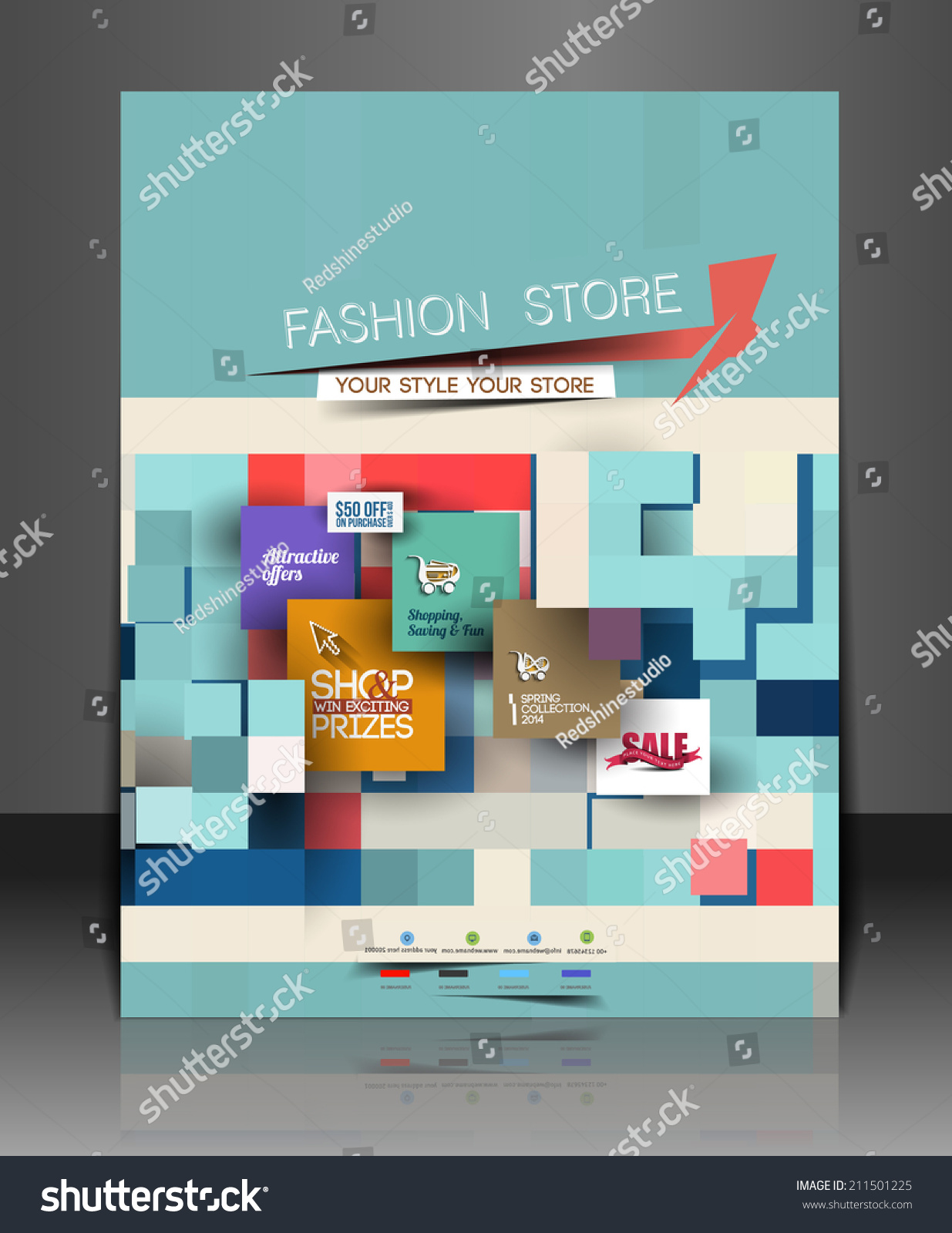 Shopping Center Store Flyer Template Stock Vector (Royalty Free) 211501225