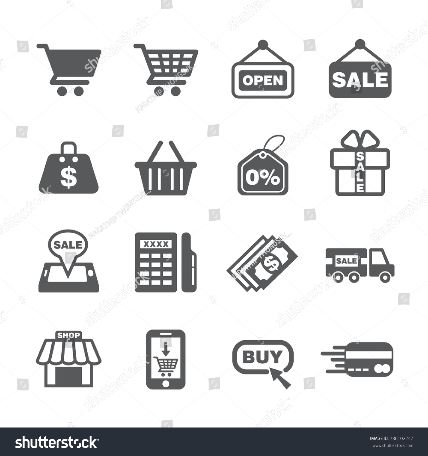 Shopping Icon Set Stock Vector (Royalty Free) 786102247 | Shutterstock