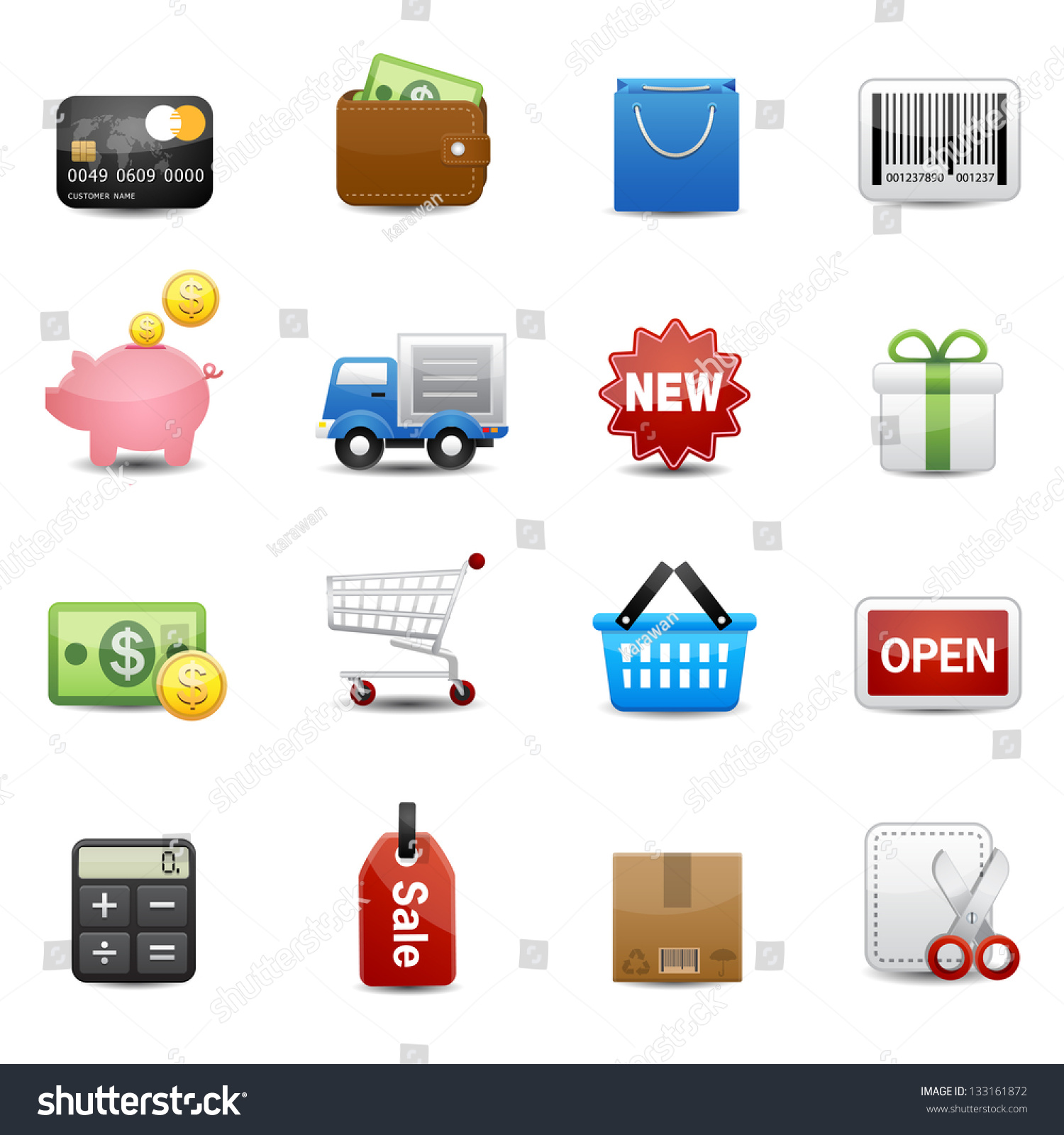 Shopping Icons Set Stock Vector (Royalty Free) 133161872 | Shutterstock
