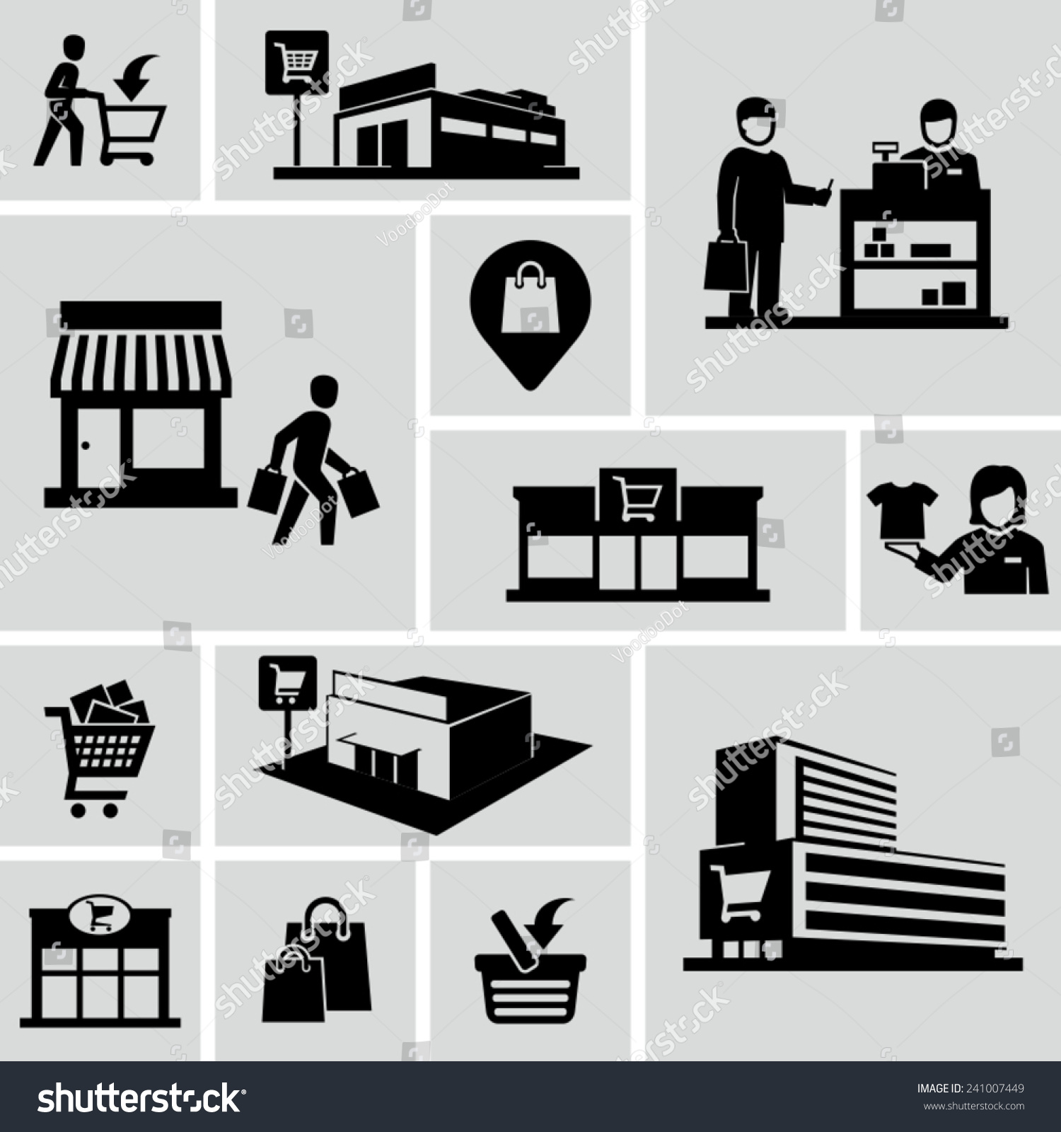 Shopping Mall Icons Stock Vector 241007449 : Shutterstock