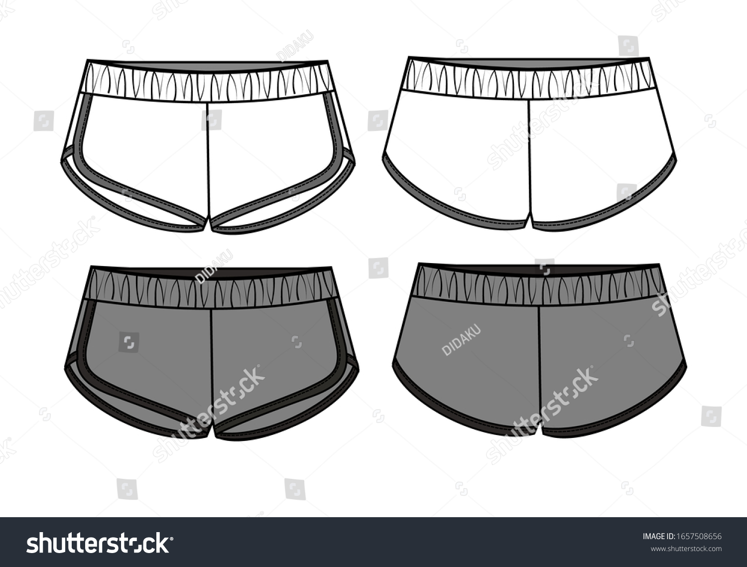 Short Pants Flat Sketch Template Stock Vector (Royalty Free) 1657508656 ...