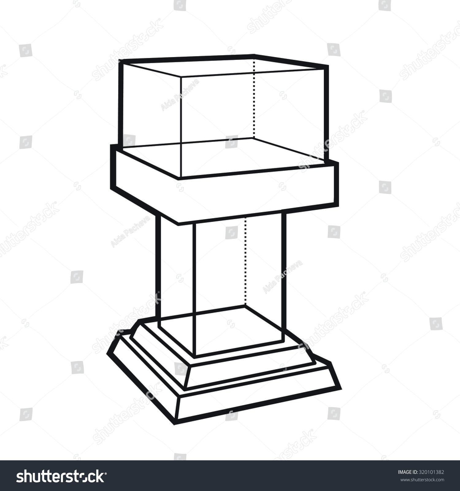 Vektor Stok Showcase Line Draw Display Case Isometric (Tanpa Royalti ...