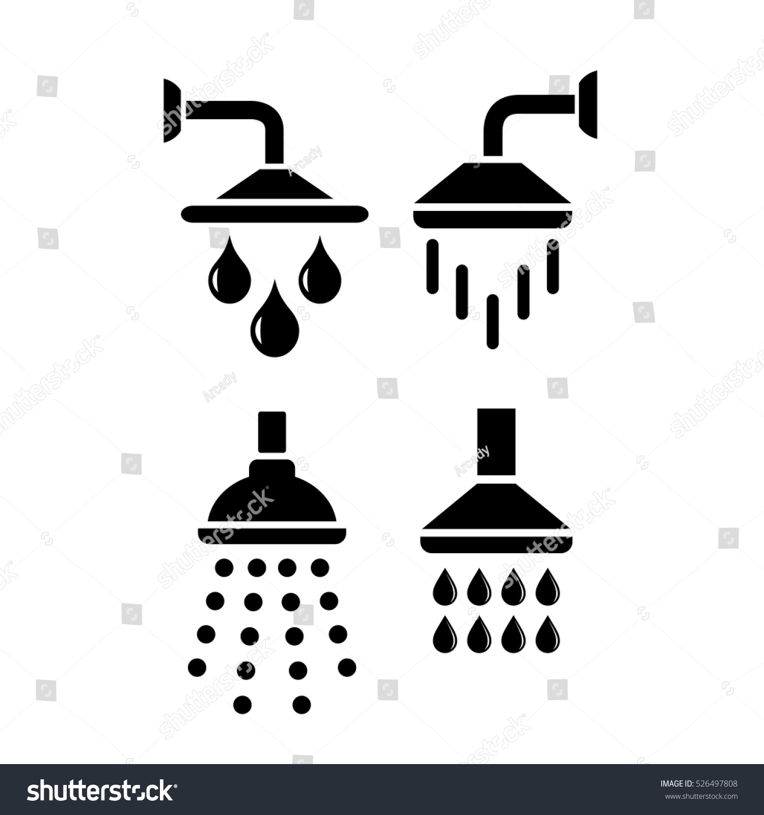 Shower Vector Icon On White Background Stock Vector 526497808 ...