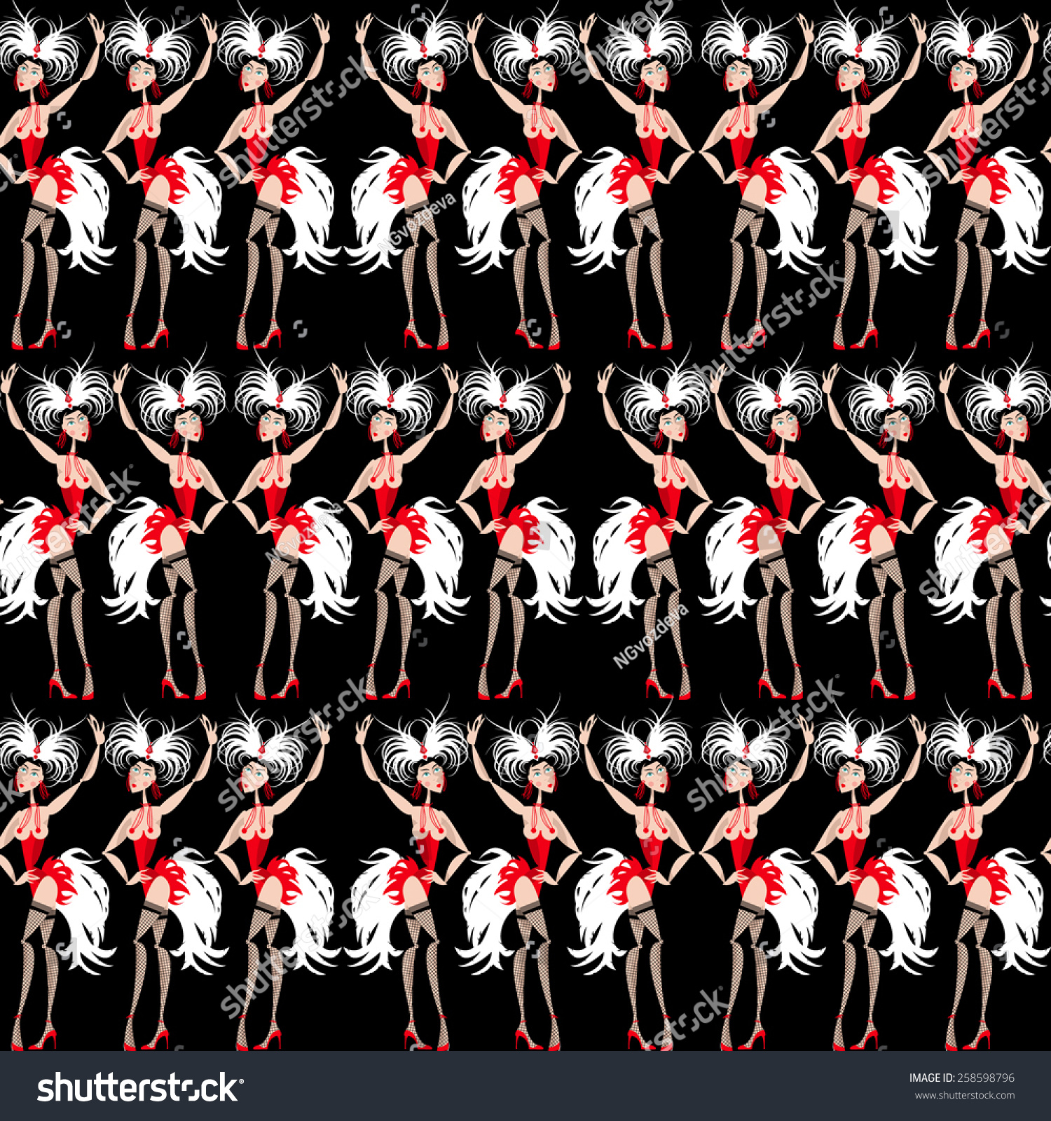 Showgirls Seamless Background Pattern Vector Illustration Stock Vector ...