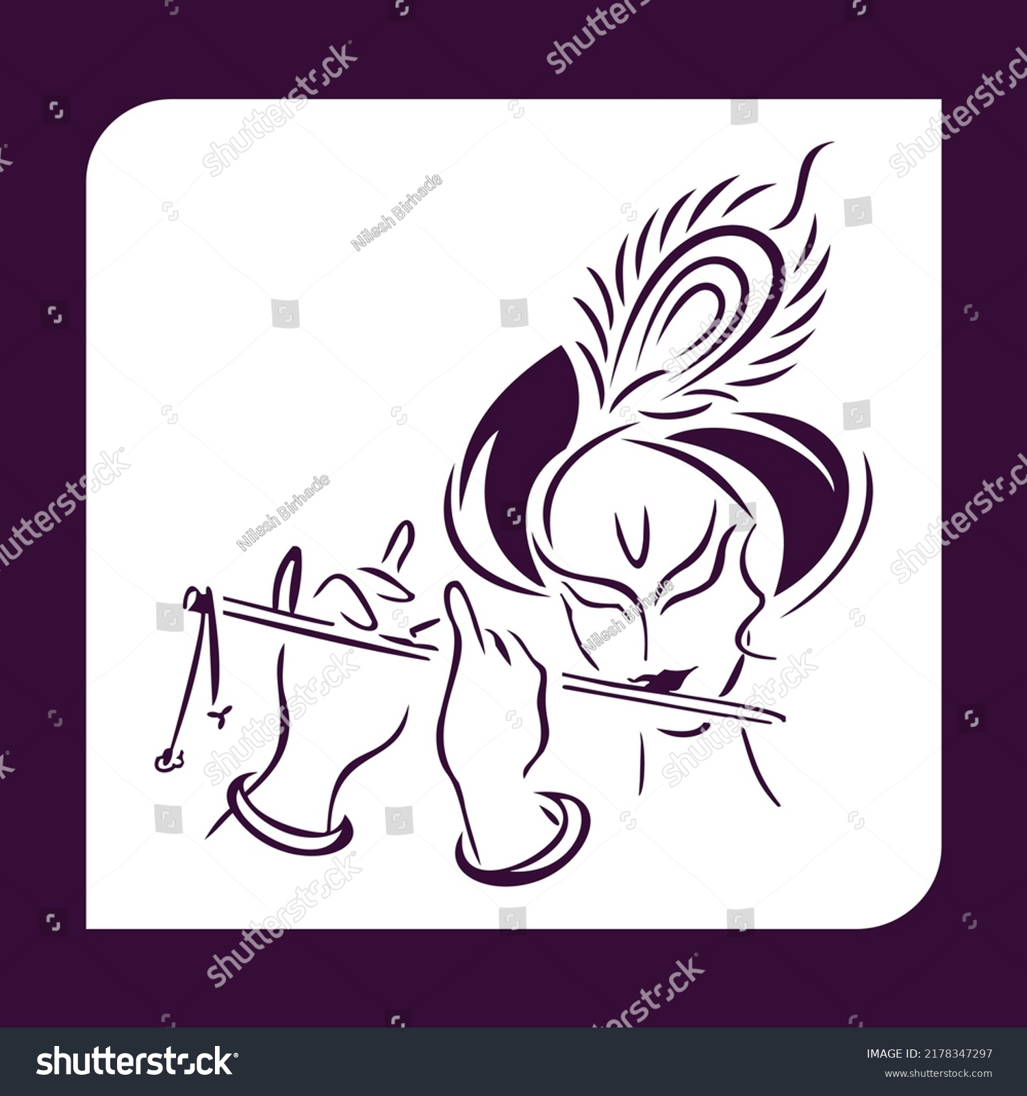 22 Krishna with flute with peacock leaves Images, Stock Photos ...