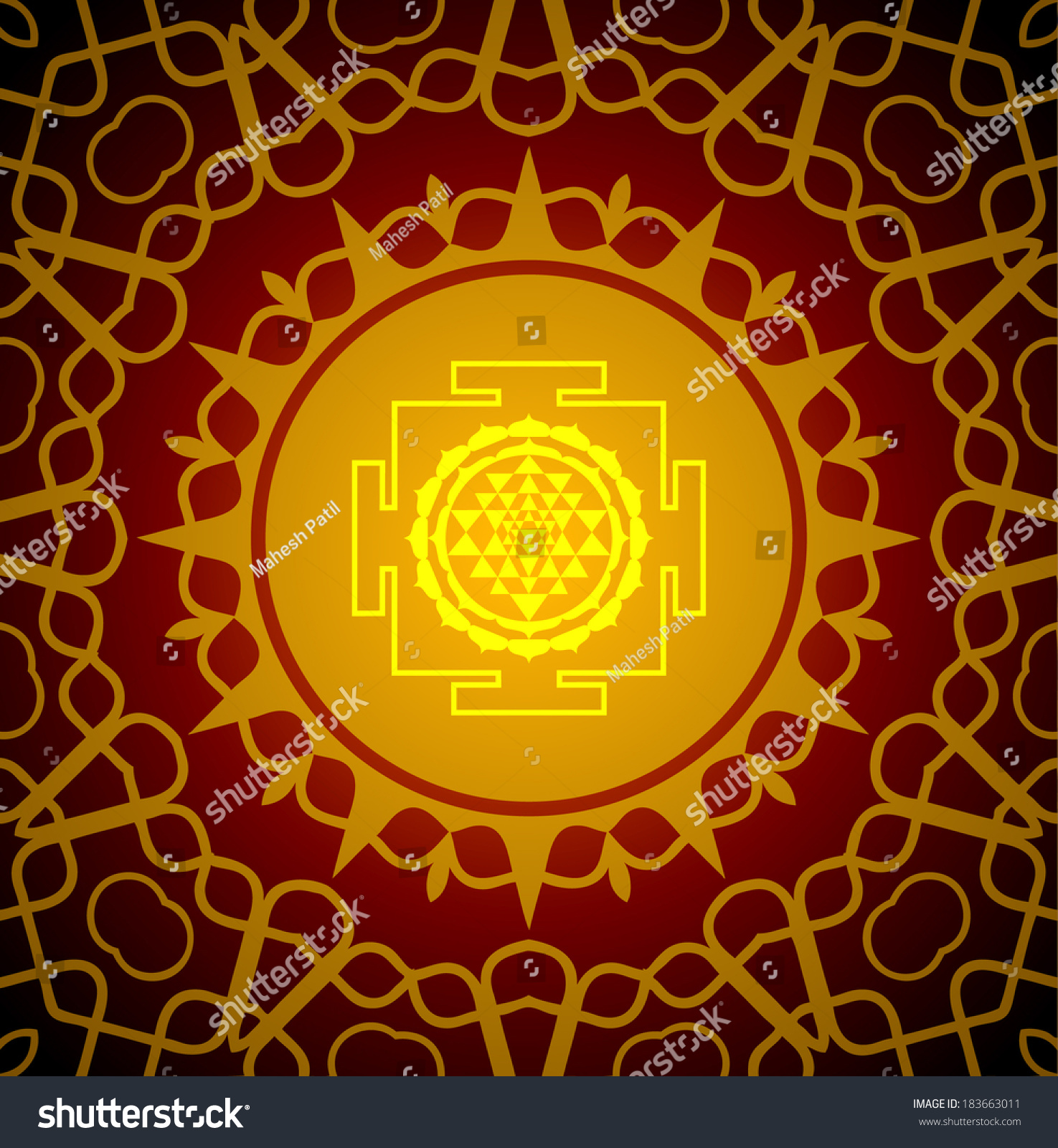 Shree Yantra Background Stock Vector Illustration 183663011 : Shutterstock