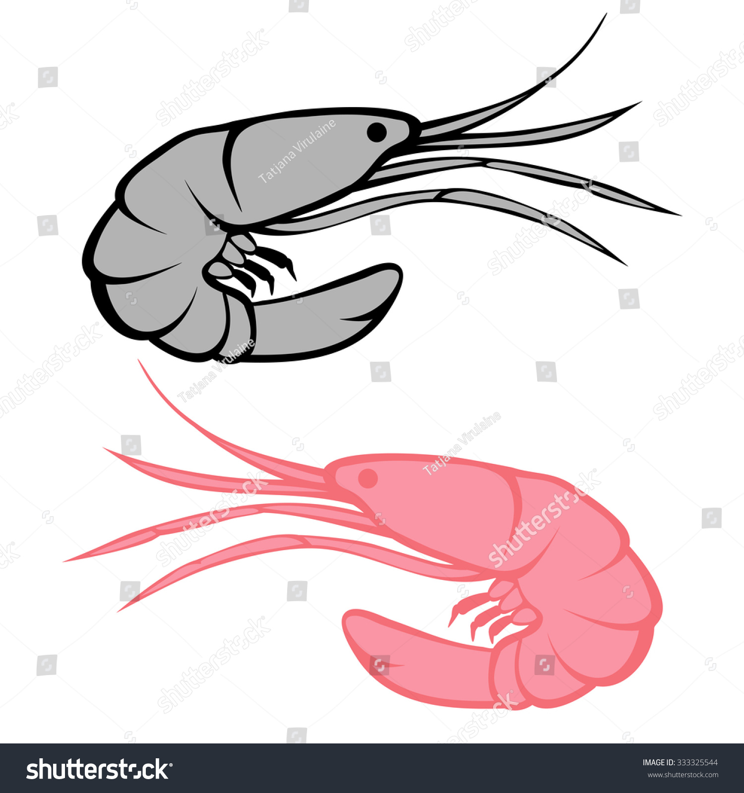 Shrimp Prawn Silhouette Logo Vector Flat Stock Vector (Royalty Free ...