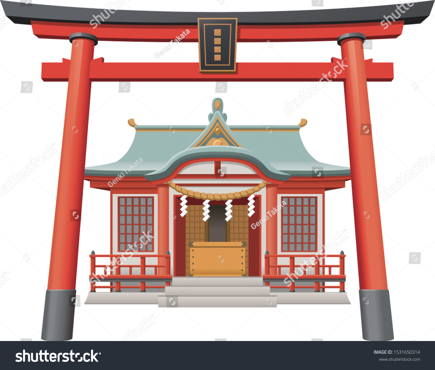 Shrine Illustrations Vector Data Japan: เวกเตอร์สต็อก (ปลอดค่าลิขสิทธิ์ ...