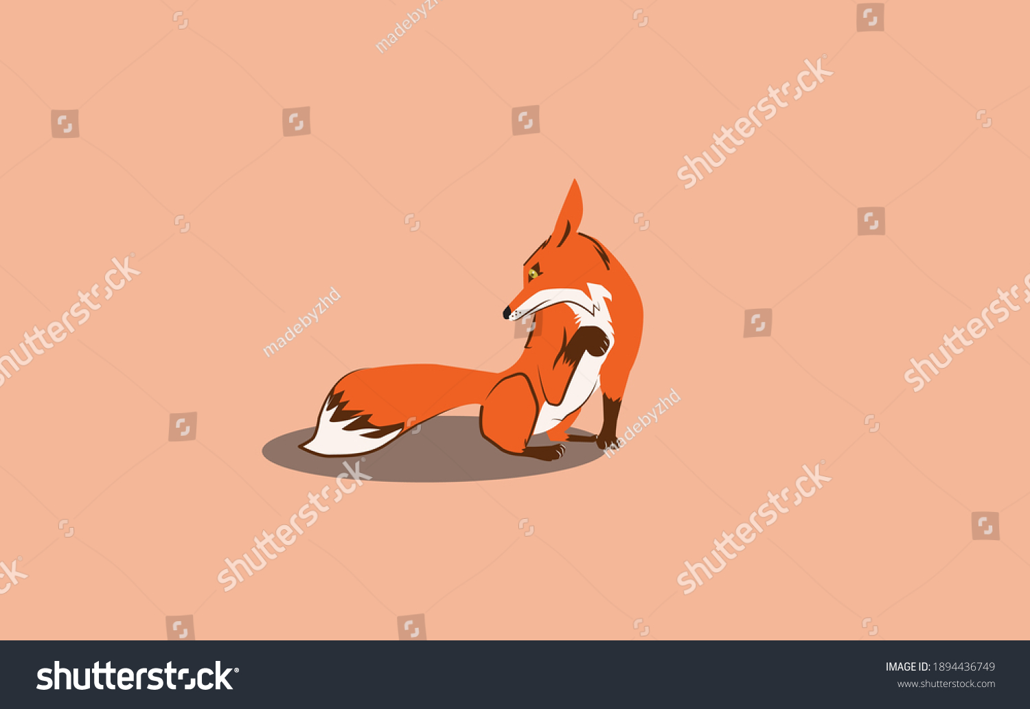 Shy Fox Illustration Vector Drawing Stock Vector (Royalty Free) 1894436749