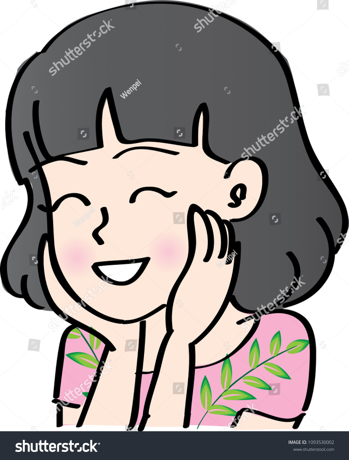 Shy Girl Vector: vector de stock (libre de regalías) 1093530002 ...