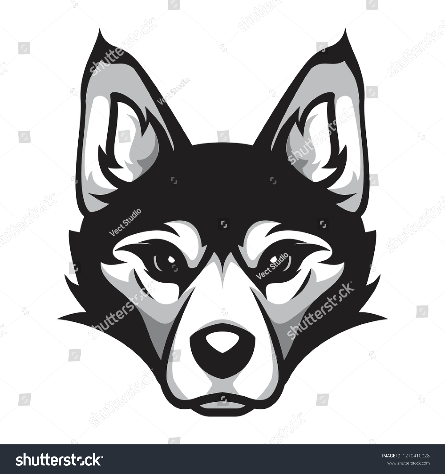 Siberian Husky Head Vector Stock Vector (Royalty Free) 1270410028 ...