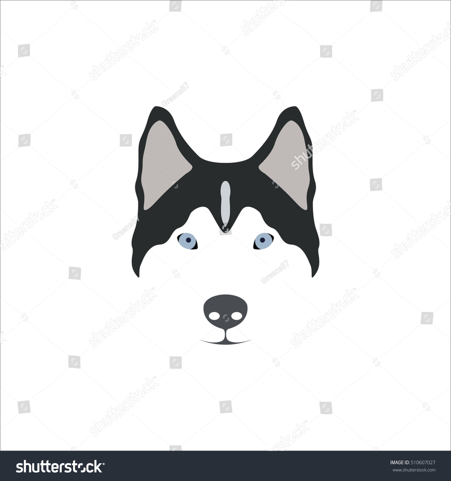 Siberian Husky Head Vector Illustration Stock Vector (Royalty Free ...
