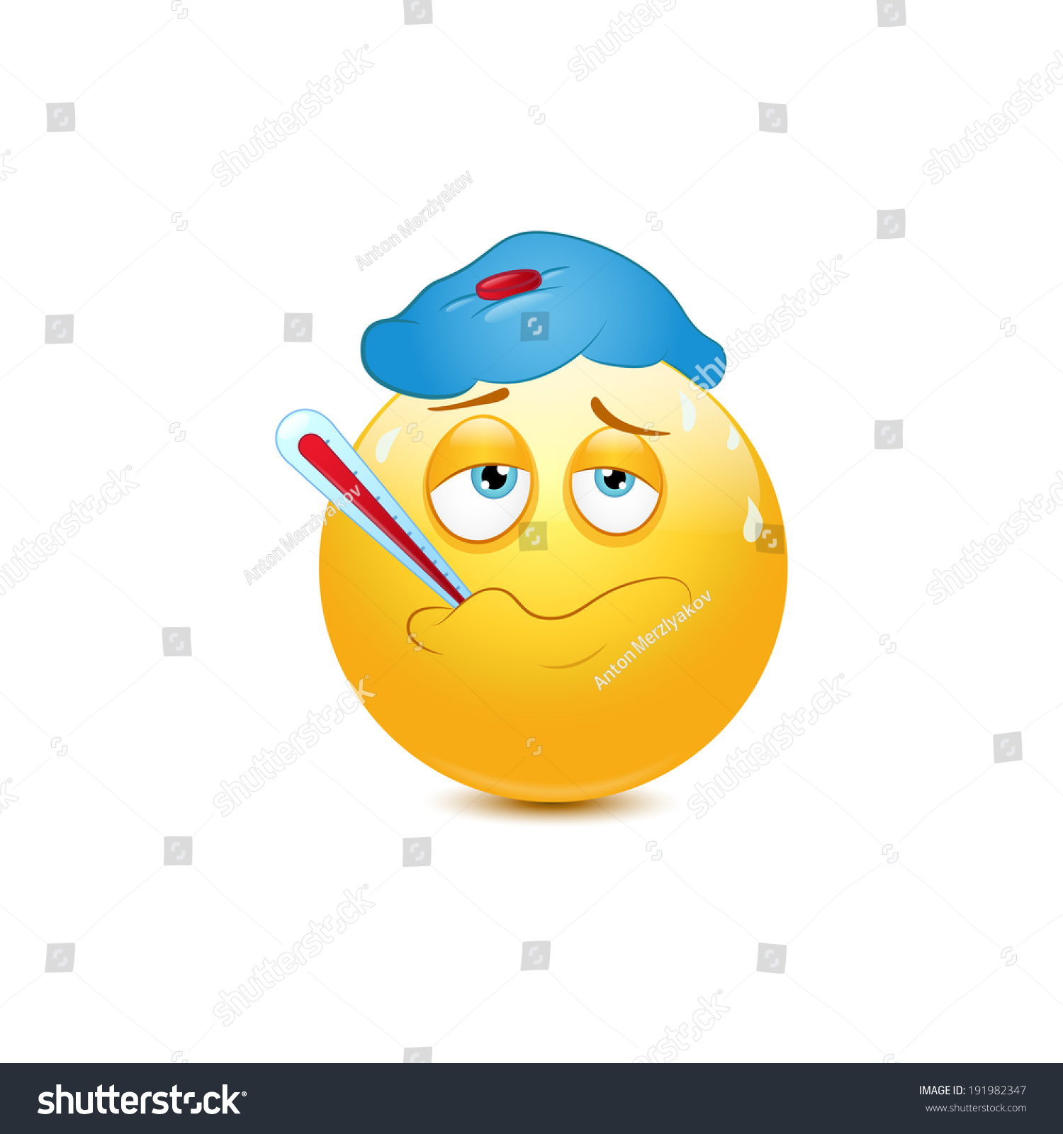 Enfermo emoticono en un fondo blanco.: vector de stock (libre de ...