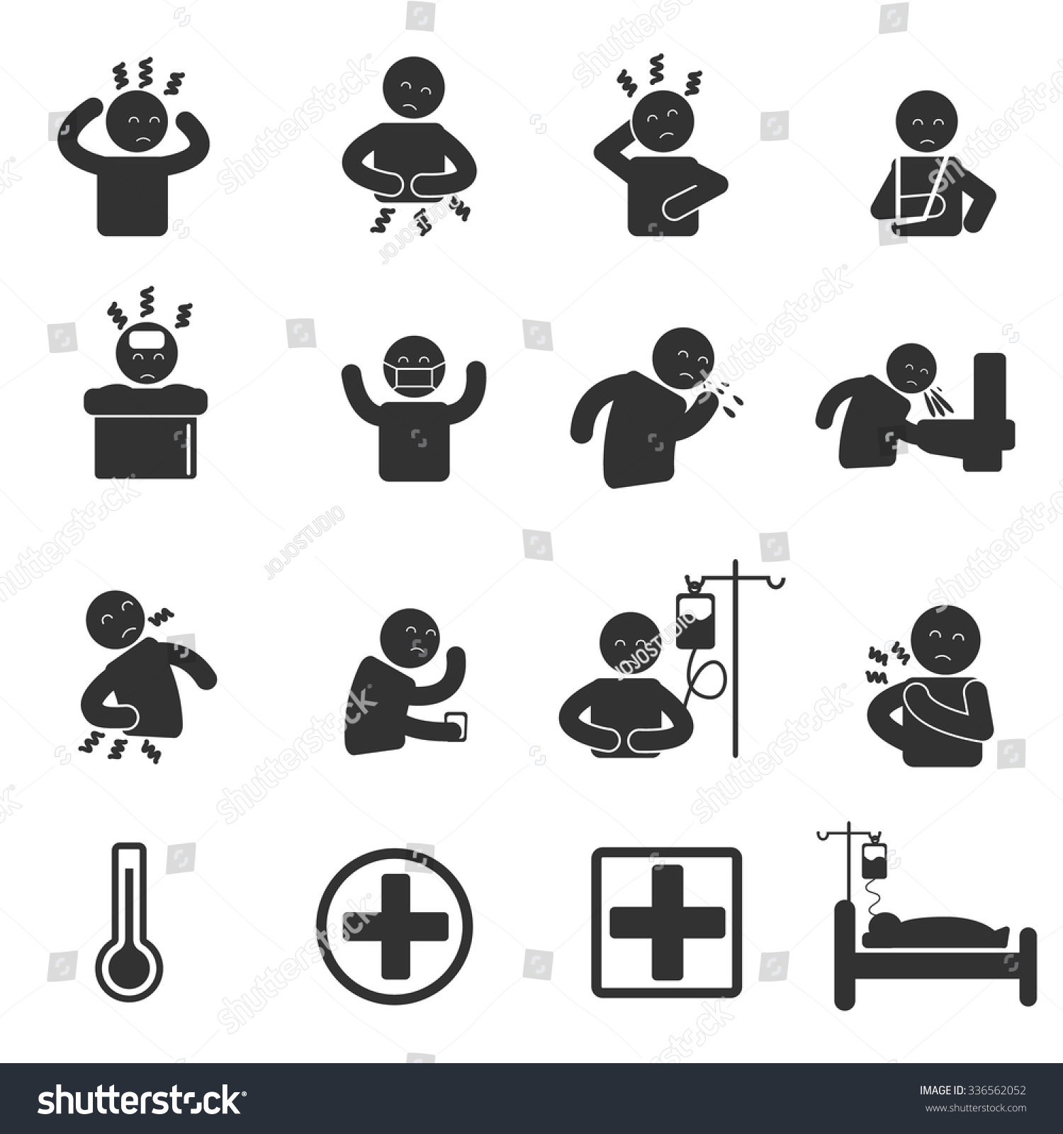 Sick Icons Vector Symbol Stock Vector (Royalty Free) 336562052