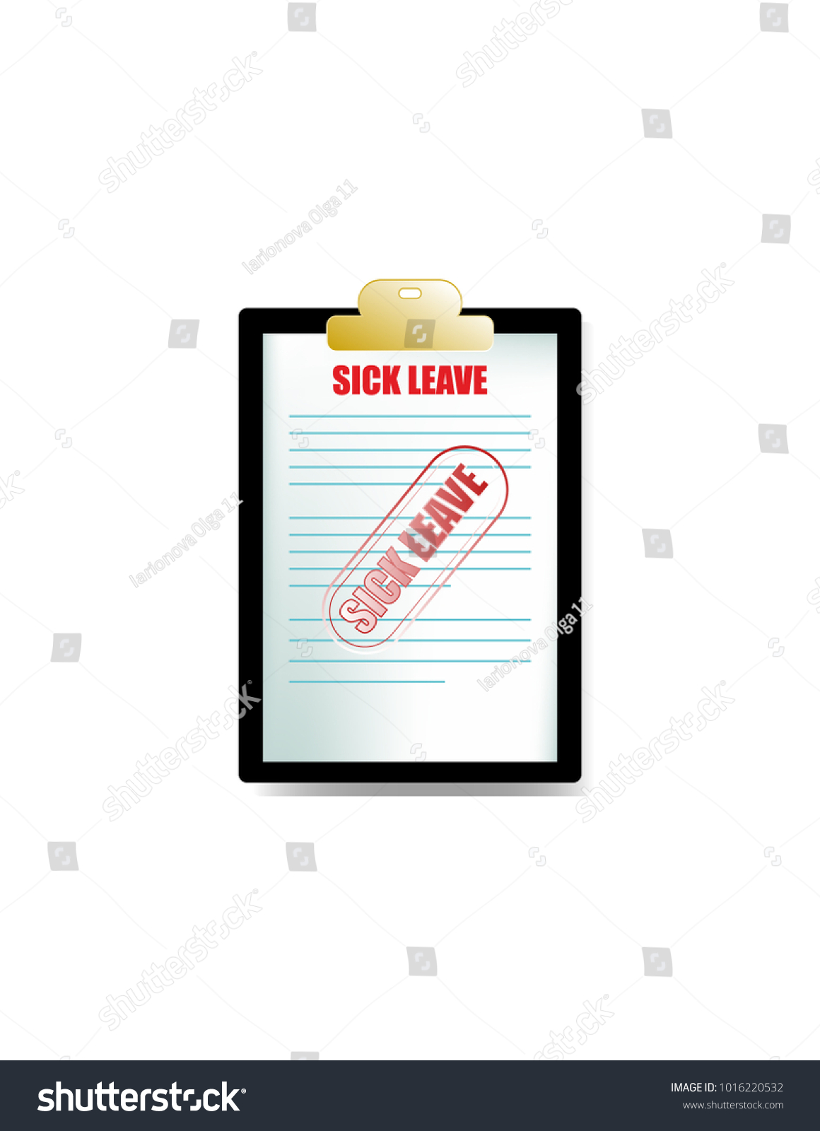 Sick Leave Form Stock Vector (Royalty Free) 1016220532 | Shutterstock