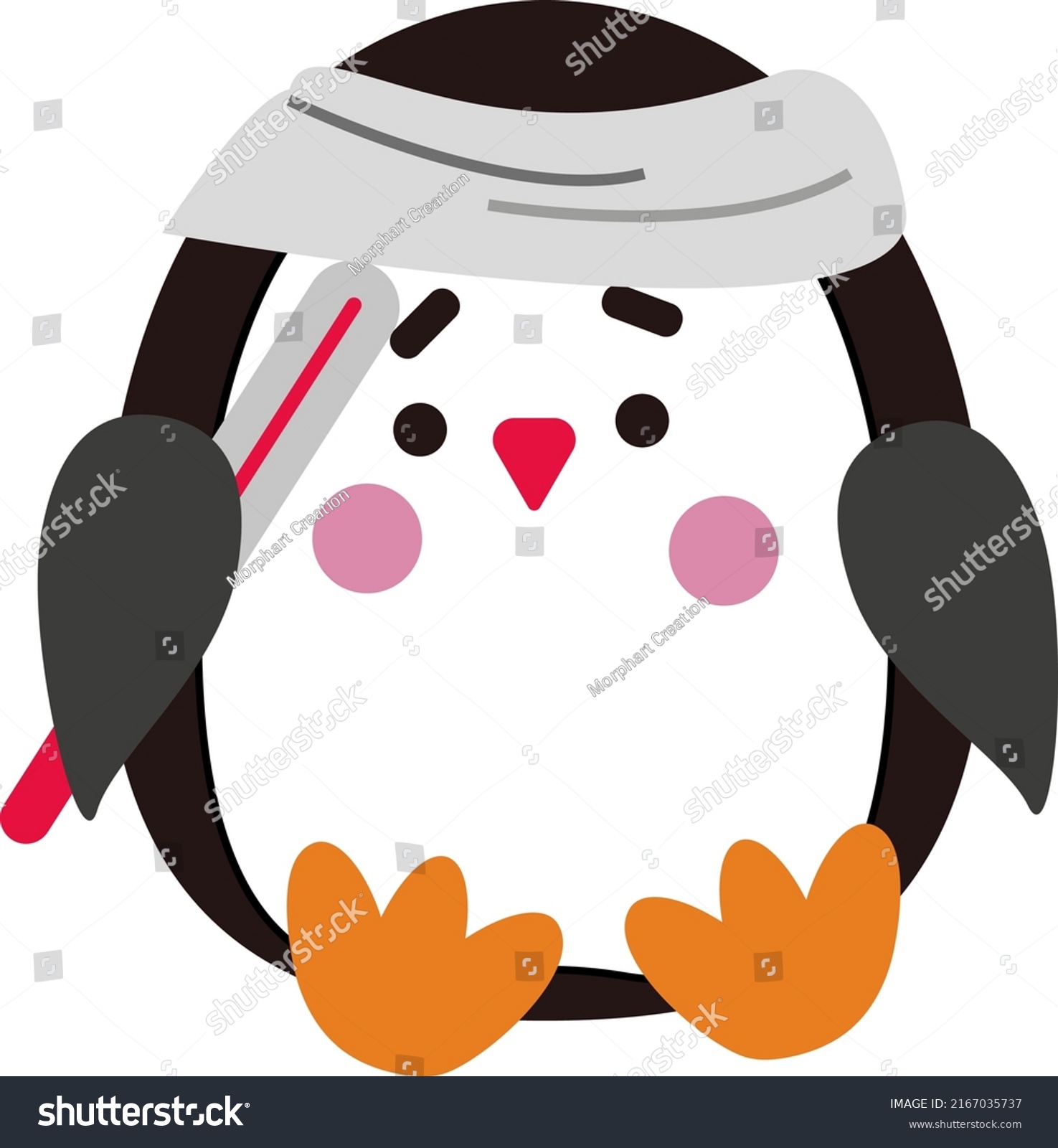Sick Penguin Illustration Vector On White Stock Vector (Royalty Free ...
